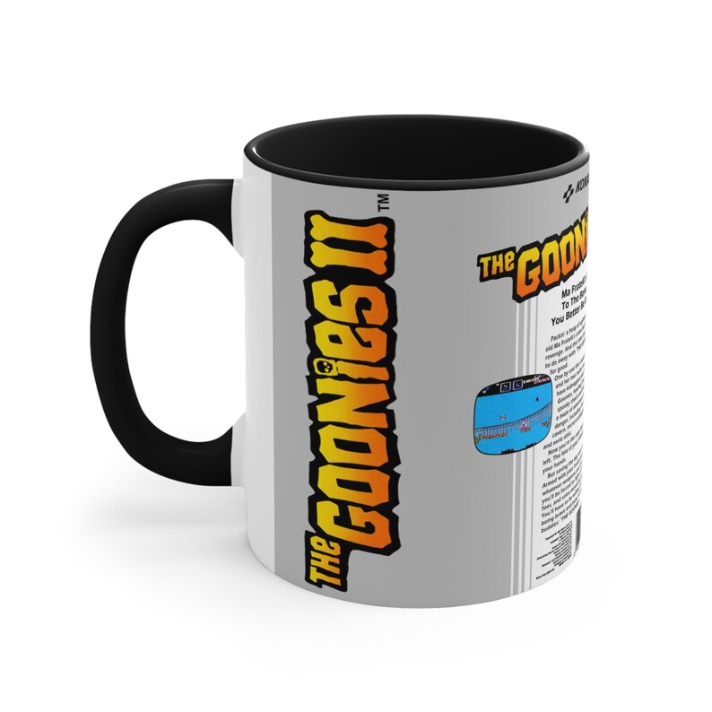 The Goonies 2 NES 8 Bit Game Box Cover Famicom Accent Coffee Mug, 11oz ...