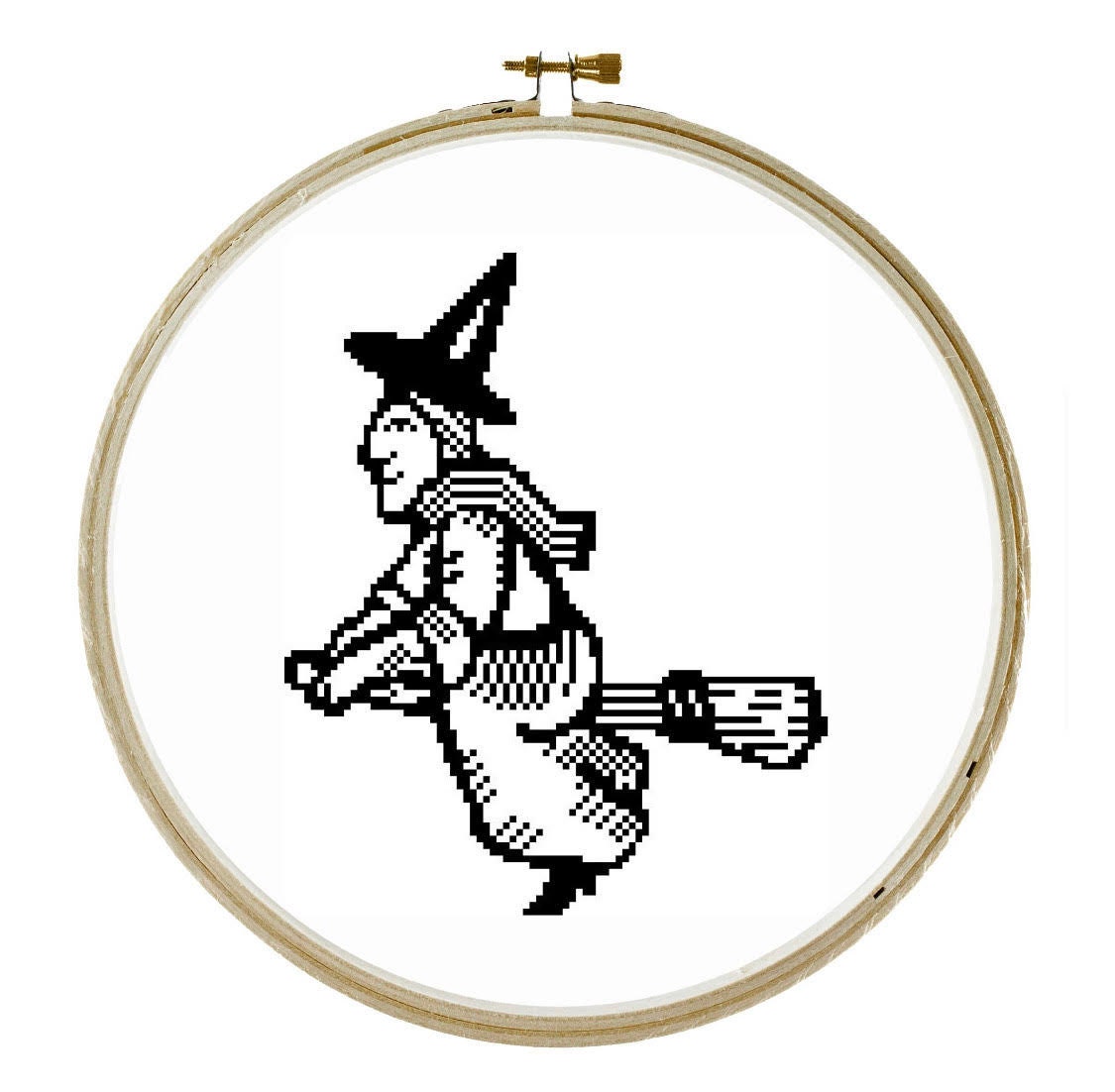Woodcut Flying Witch Cross Stitch Pattern - Etsy