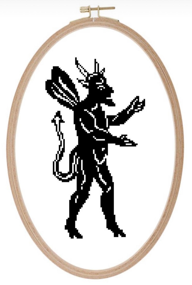 Woodcut Demon Occult Cross Stitch Pattern PDF - Etsy