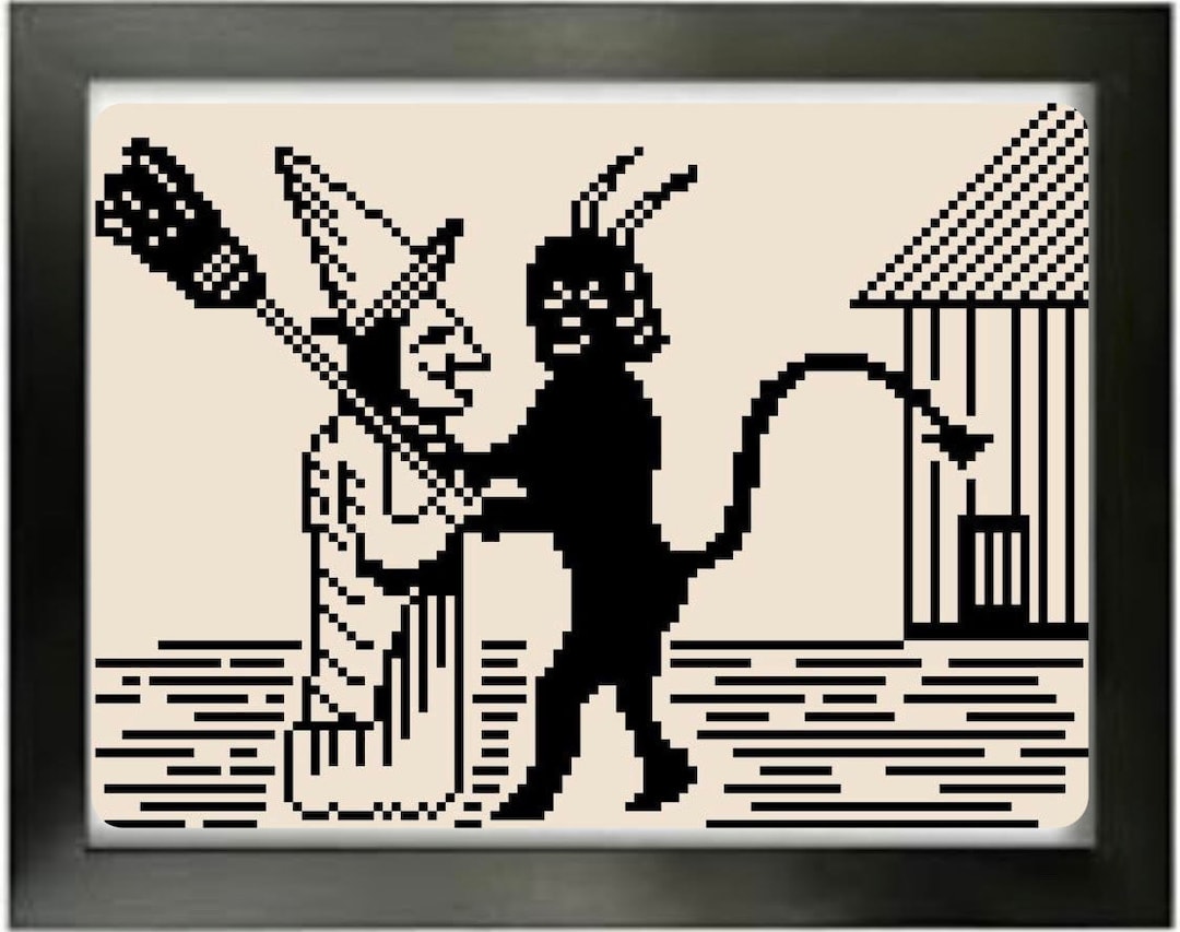 Woodcut Occult Demon & Witch Cross Stitch Pattern PDF - Etsy