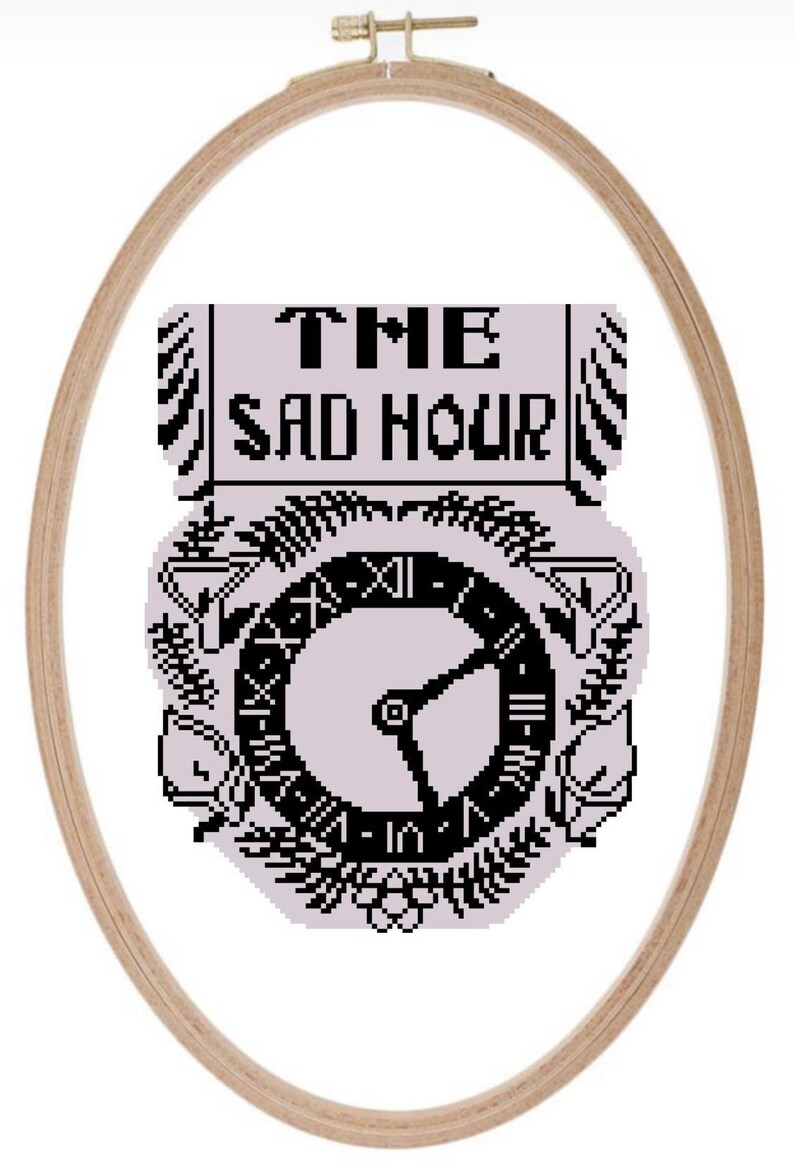 The Sad Hour Cross Stitch Pattern Death Clock Coffin Plaque Victorian ...