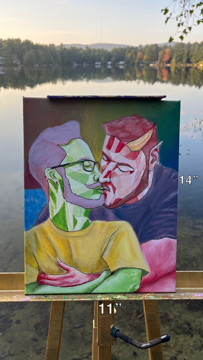 Original Acrylic Painting, the Alien & the Devil, 14 X 18 Stretched ...