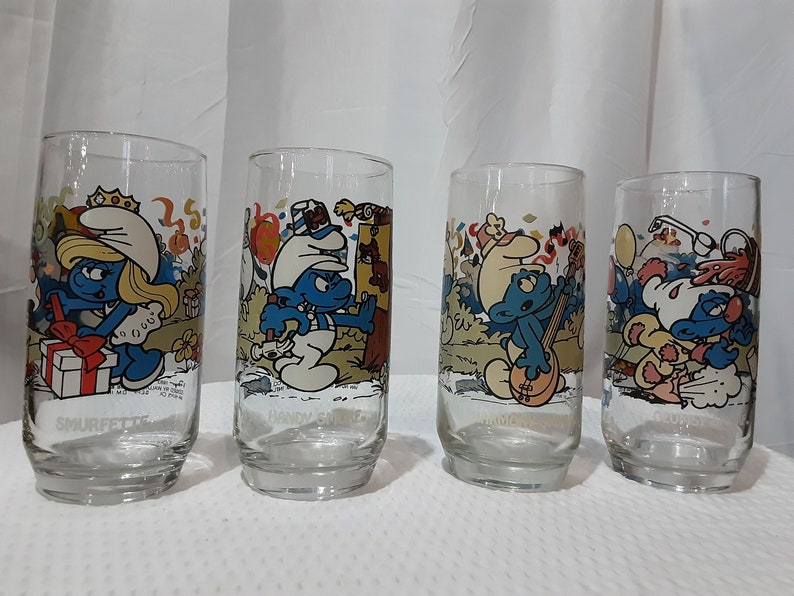 Rare SMURFS Set of 4 Peyo 1983 Collectible Glasses - Etsy