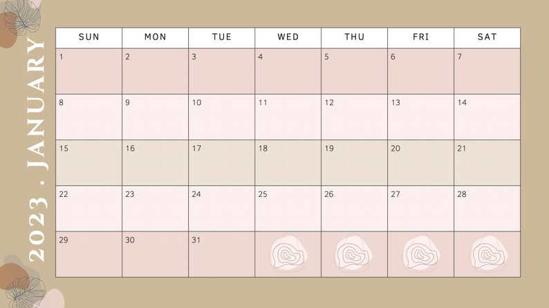 Printable 2023 Calendar in Beige - Etsy