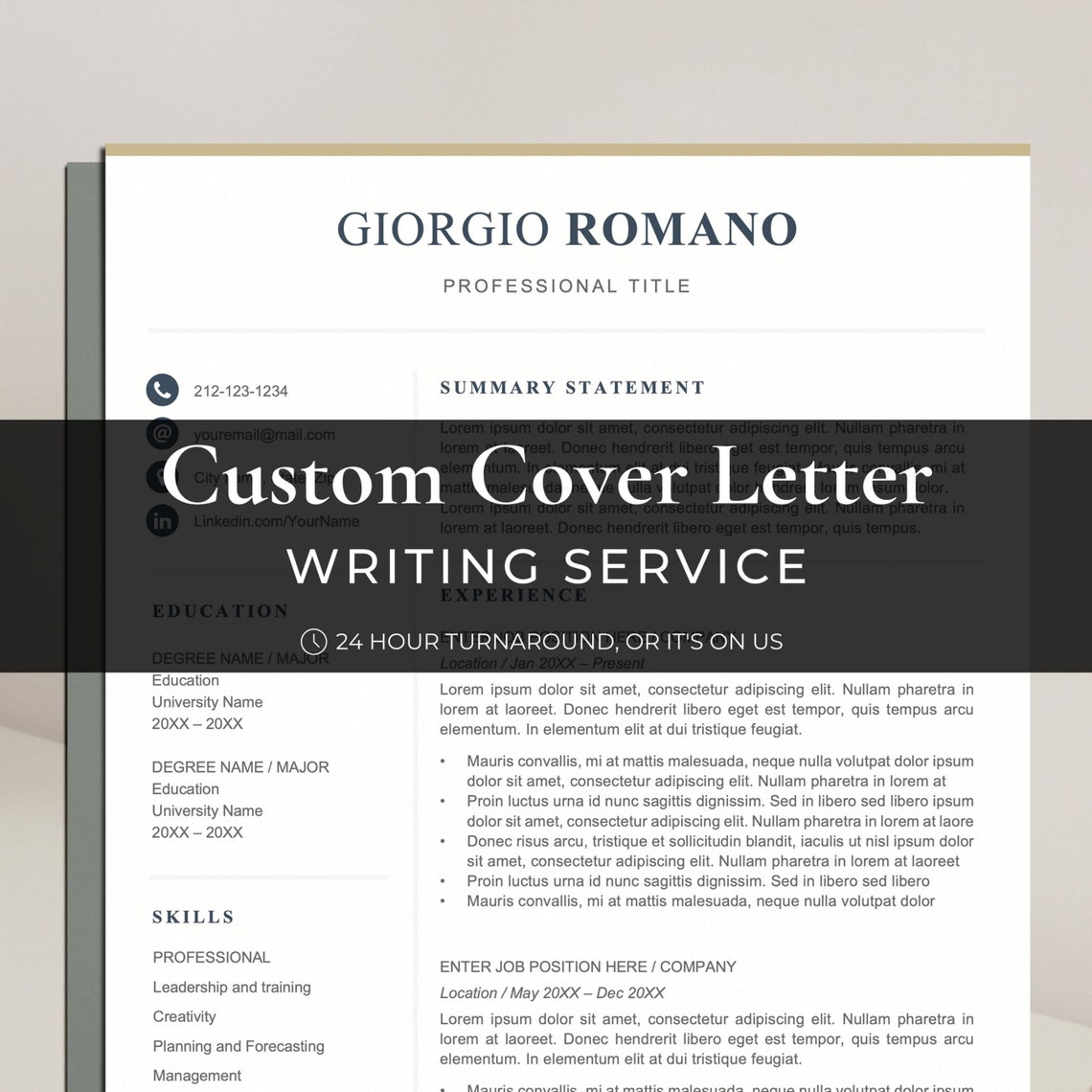 Custom Cover Letter Writing Service Cover Letter Service - Etsy