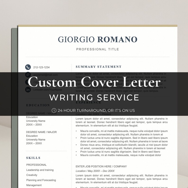 Custom Cover Letter Writing Service Cover Letter Service - Etsy