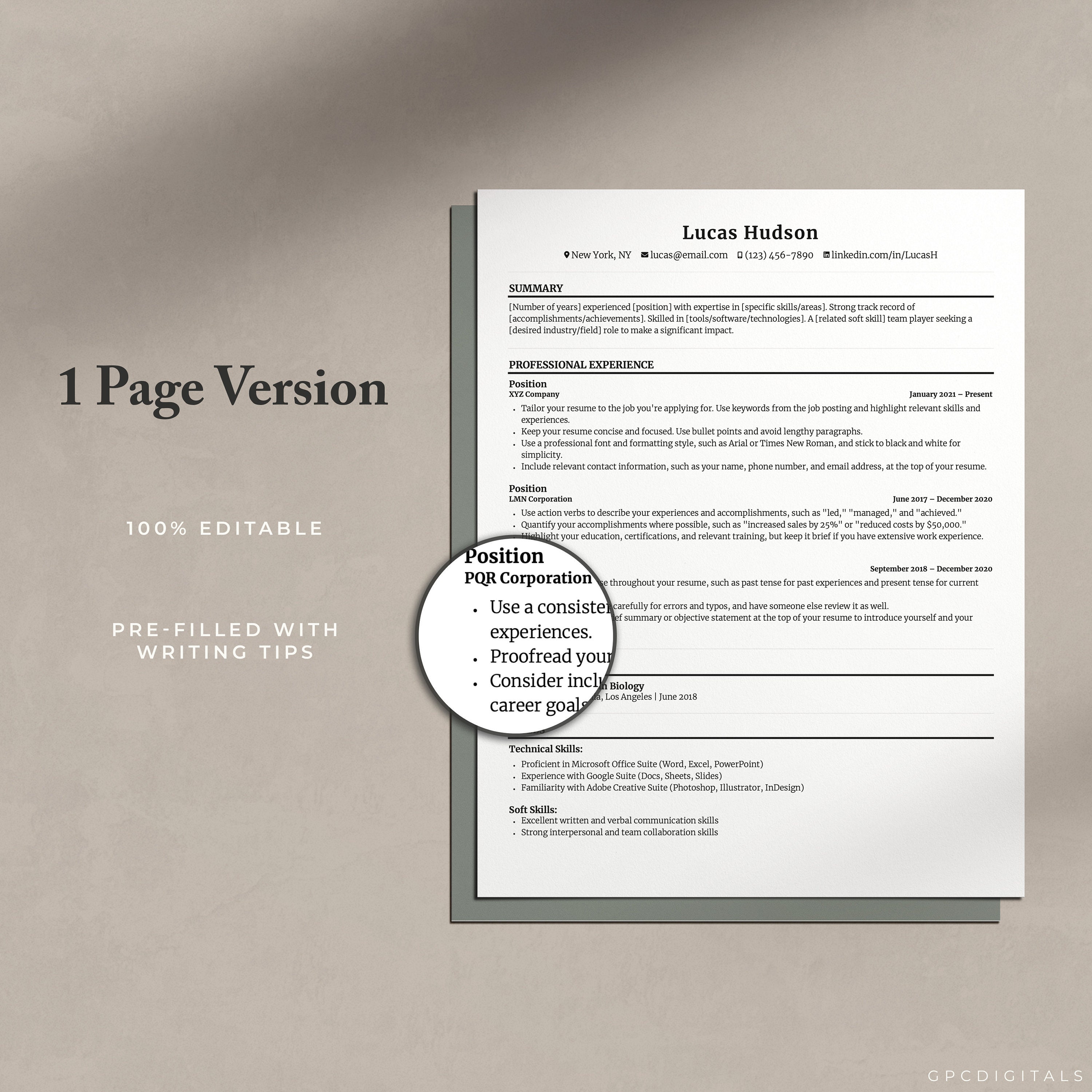 ATS Friendly Resume Template for Word Google Docs Pages - Etsy