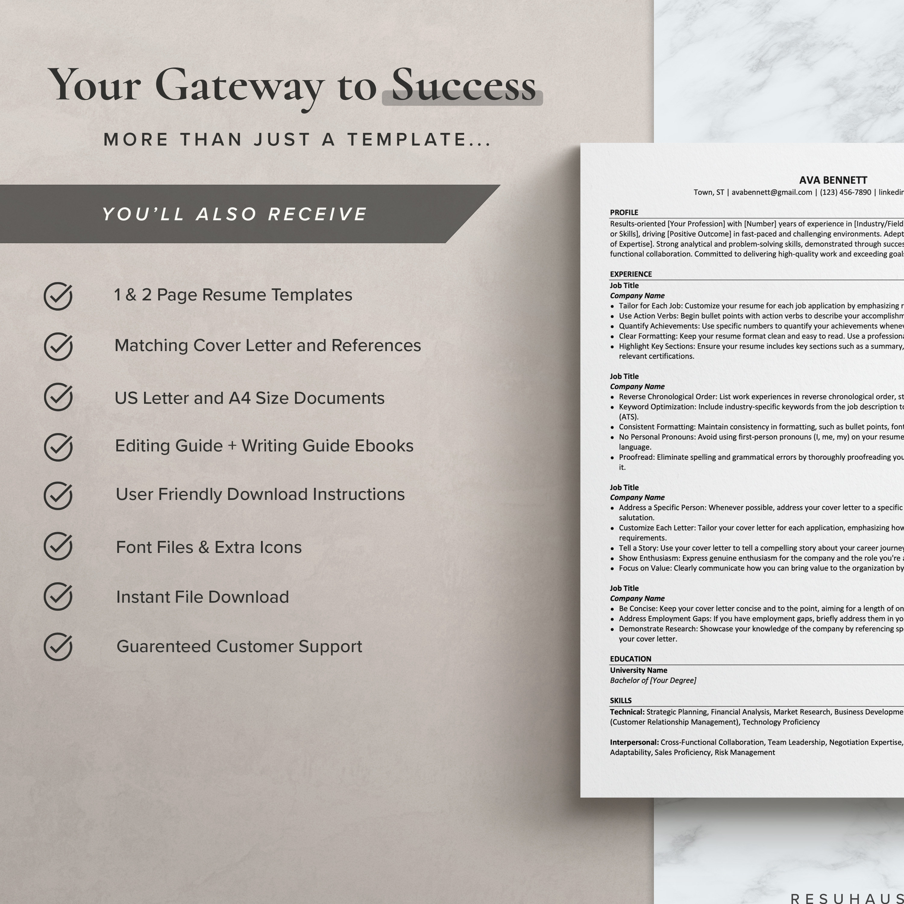 ATS Friendly Resume Template for Google Docs, Word, Pages | ATS Resume ...