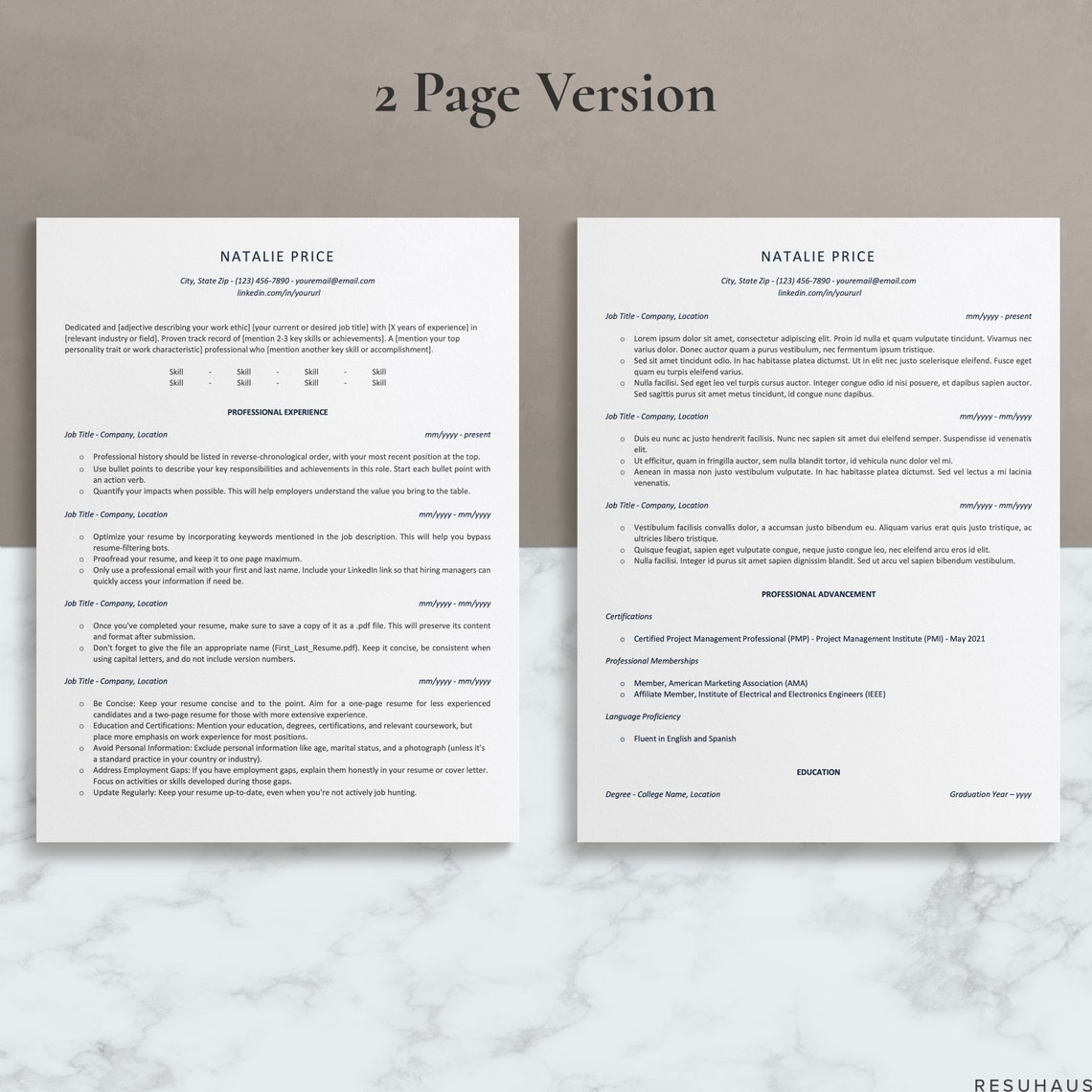 ATS Friendly Resume Template for Google Docs, Word and Pages Resume ...