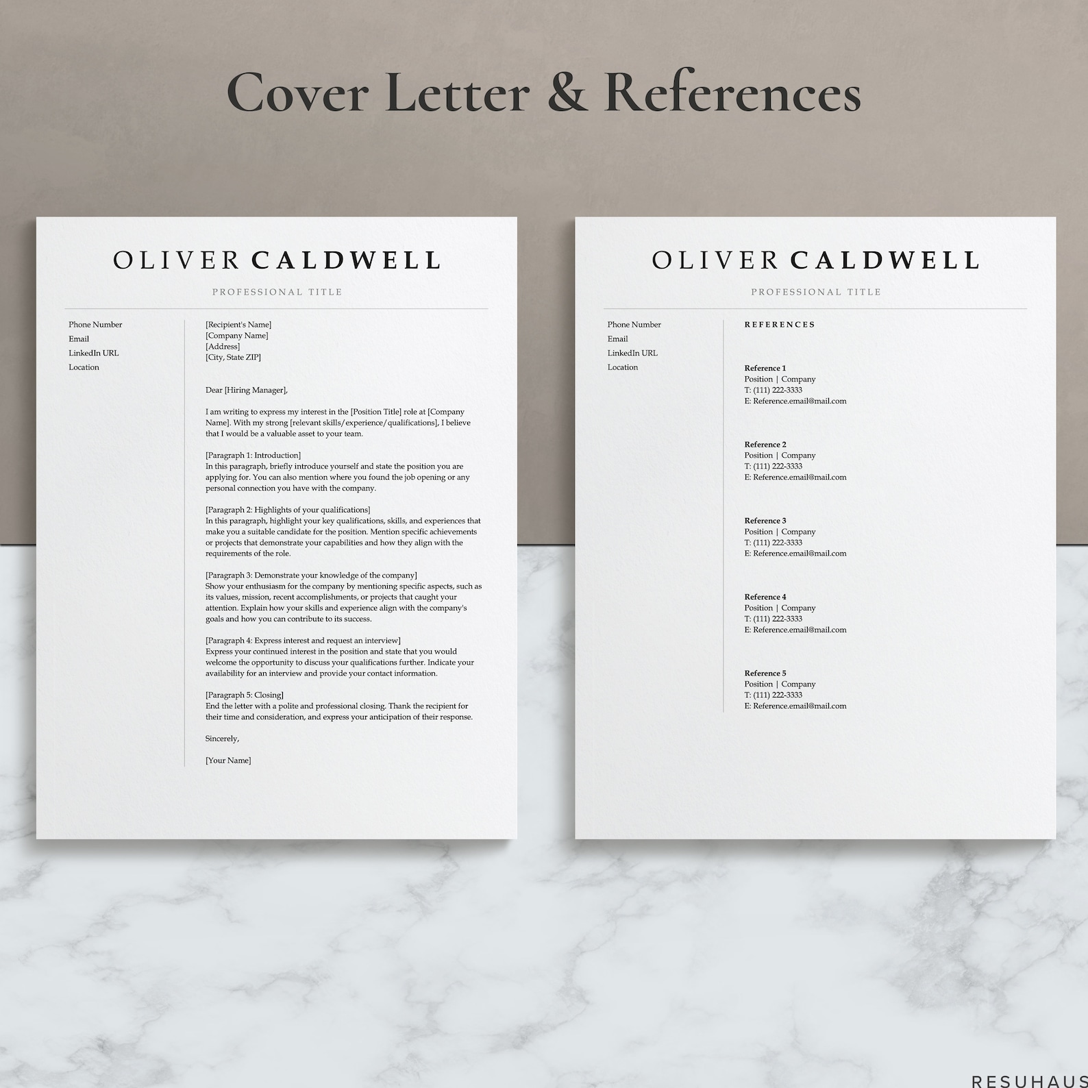 Executive Resume Template for Word Professional Resume CV Template ...