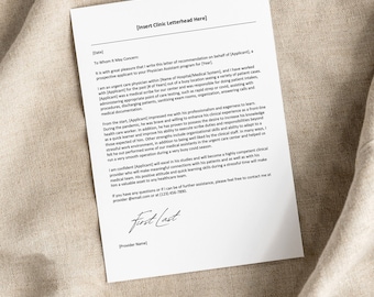 Letter of Recommendation Template | Medical | Physician Assistant ...