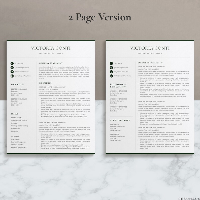 Resume Template Word, Google Docs, Apple Pages Resume, Professional ...