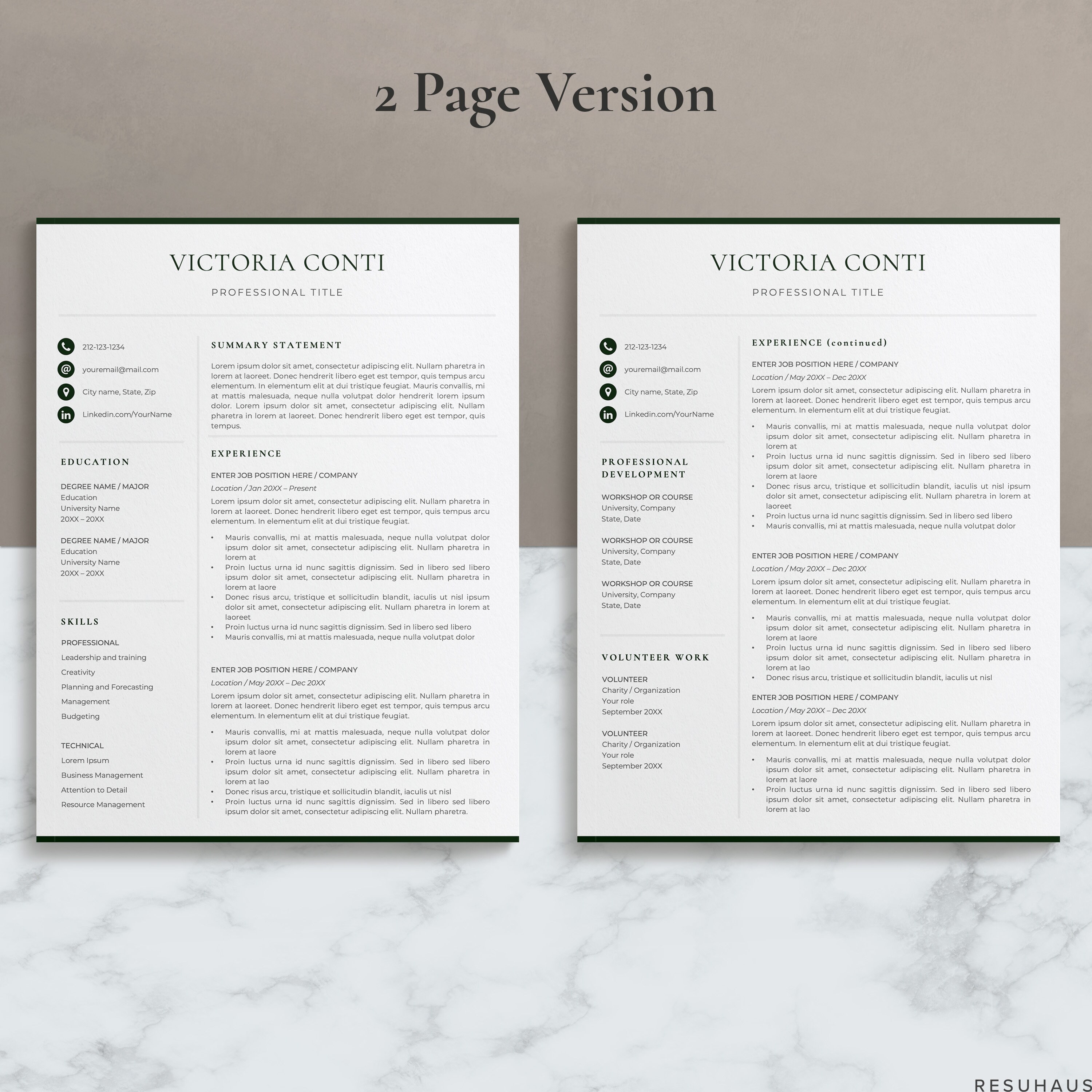 Resume Template Word, Google Docs, Apple Pages Resume, Professional Resume, CV Template, Modern ...