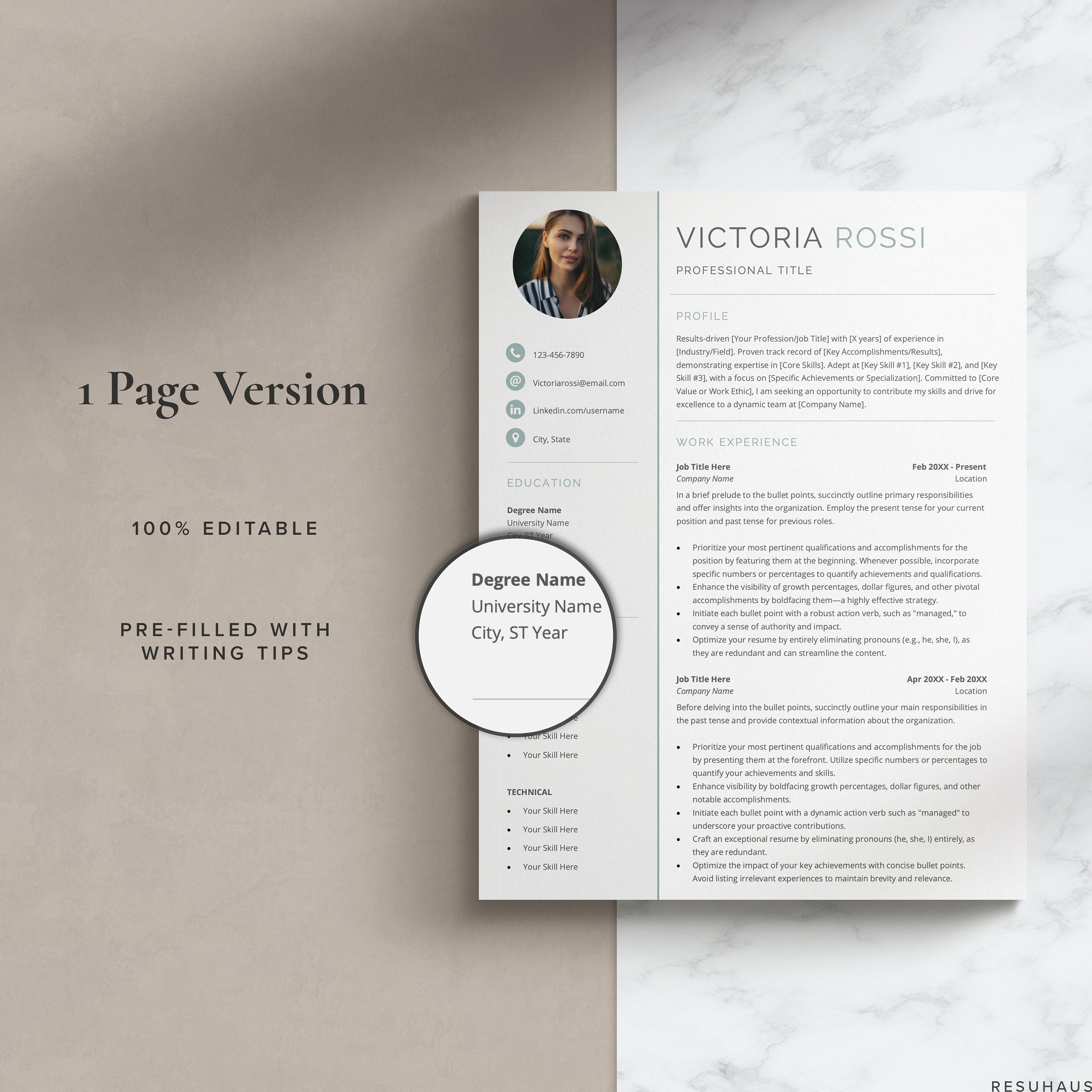 Resume Template With Photo, Professional Resume Template for Word ...