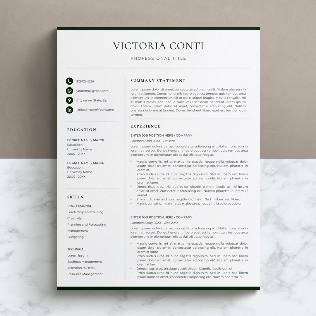 Resume Template Word Google Docs Apple Pages Resume - Etsy