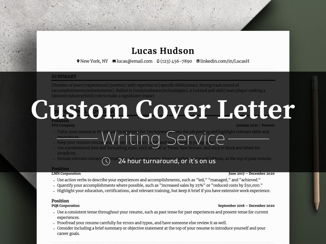 Custom Cover Letter Writing Service Cover Letter Service - Etsy