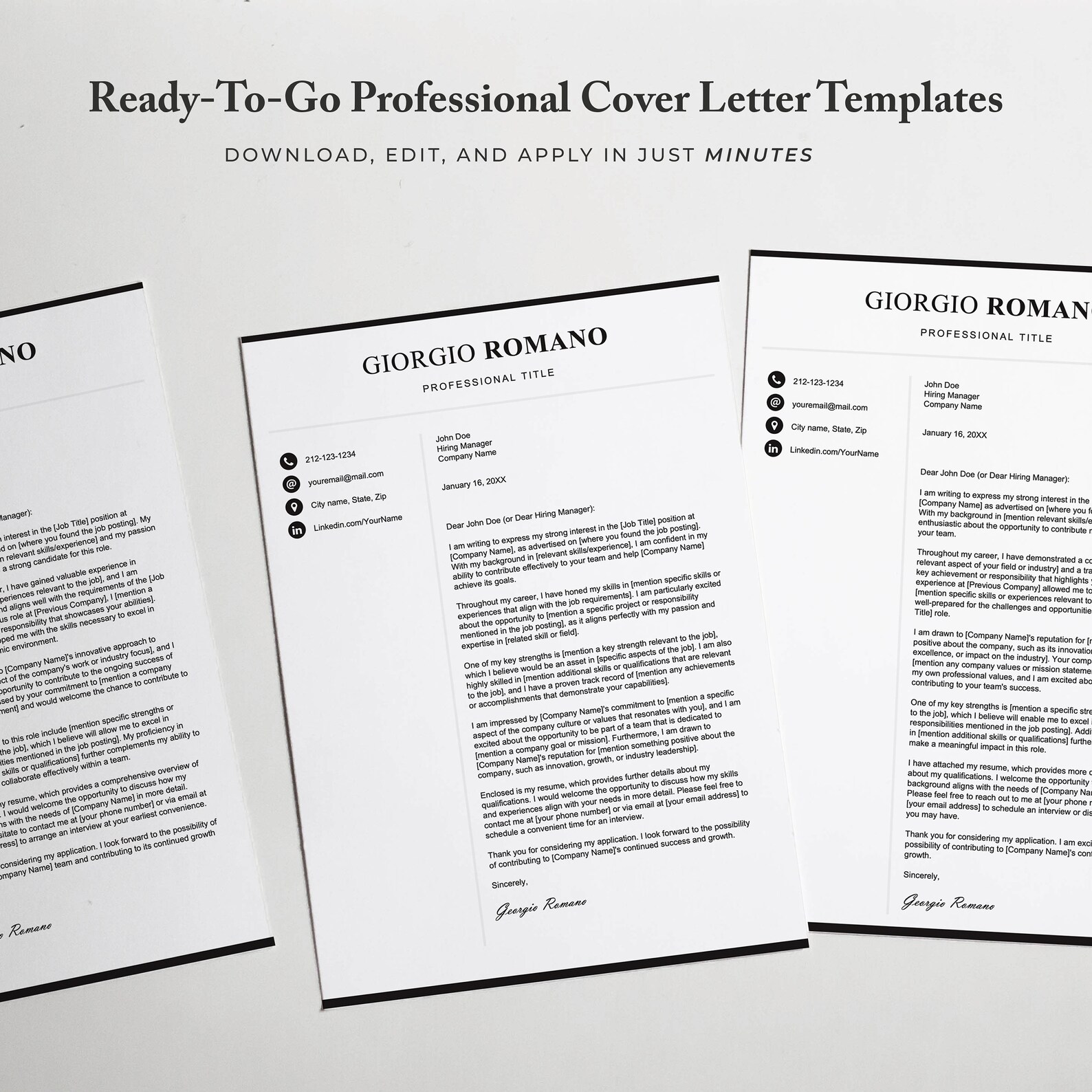 Professional Cover Letter Templates | Editable Resume Cover Letter ...