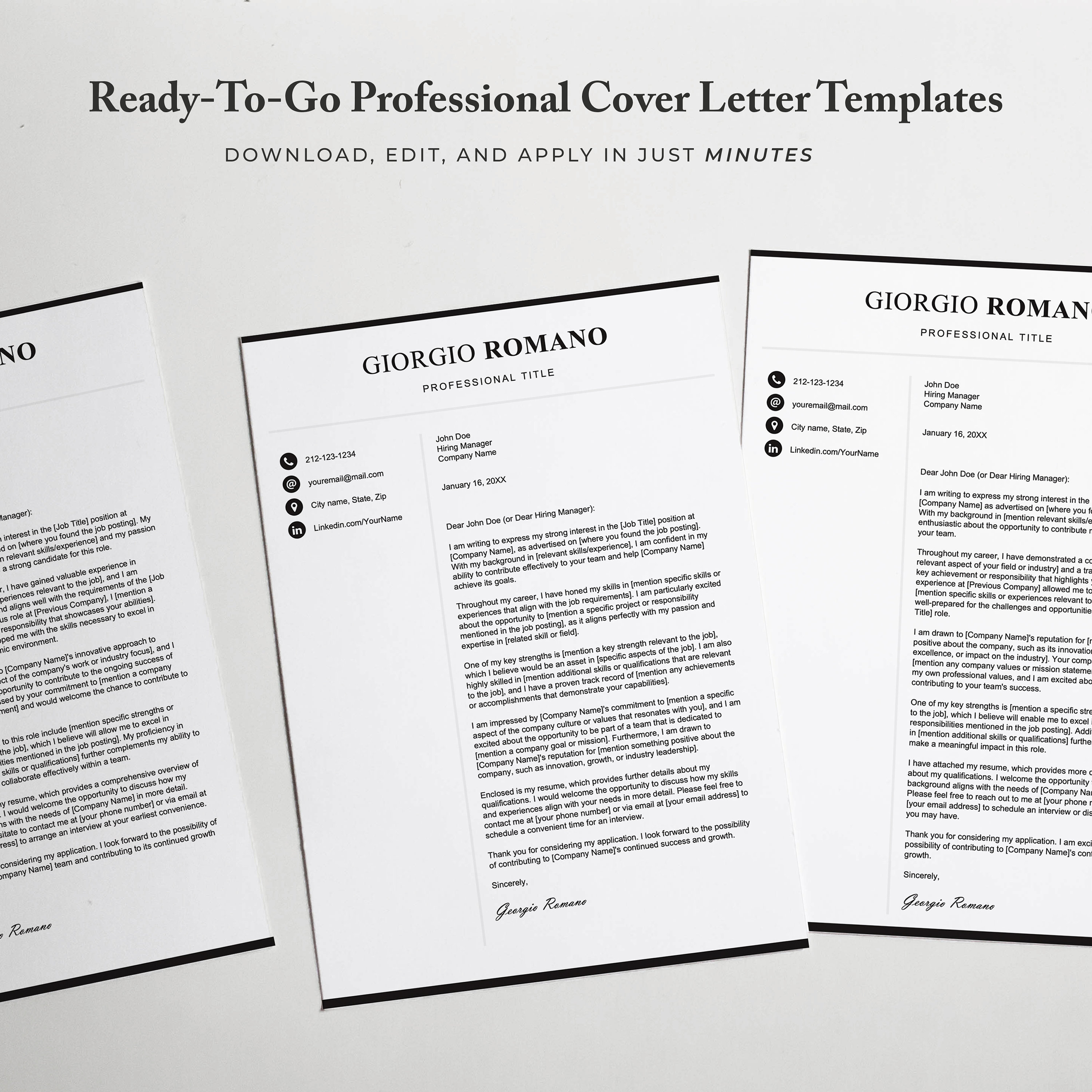 Professional Cover Letter Templates | Editable Resume Cover Letter ...