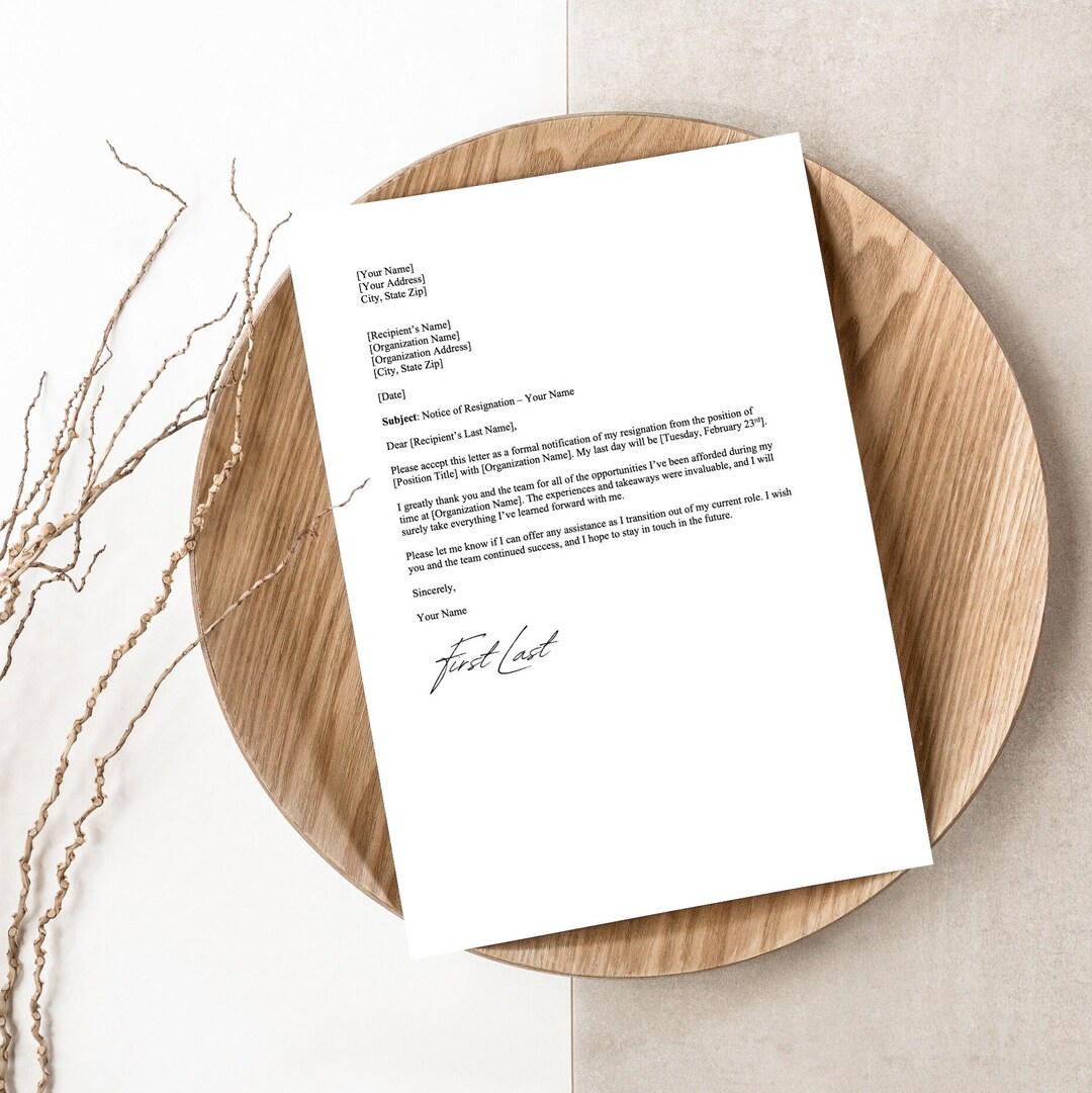 Resignation Letter | Resignation Template | Notice Letter | Resignation ...