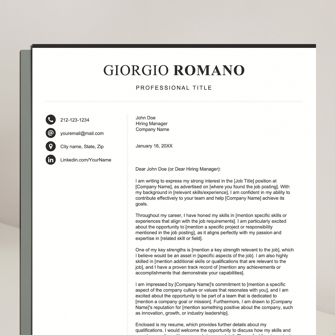 Professional Cover Letter Templates | Editable Resume Cover Letter ...