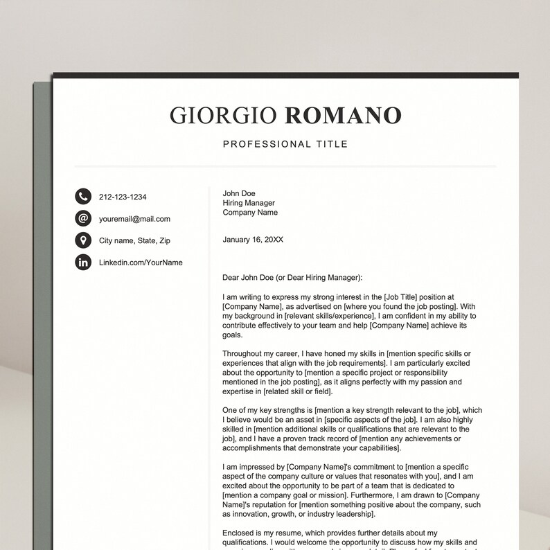 Professional Cover Letter Templates | Editable Resume Cover Letter ...