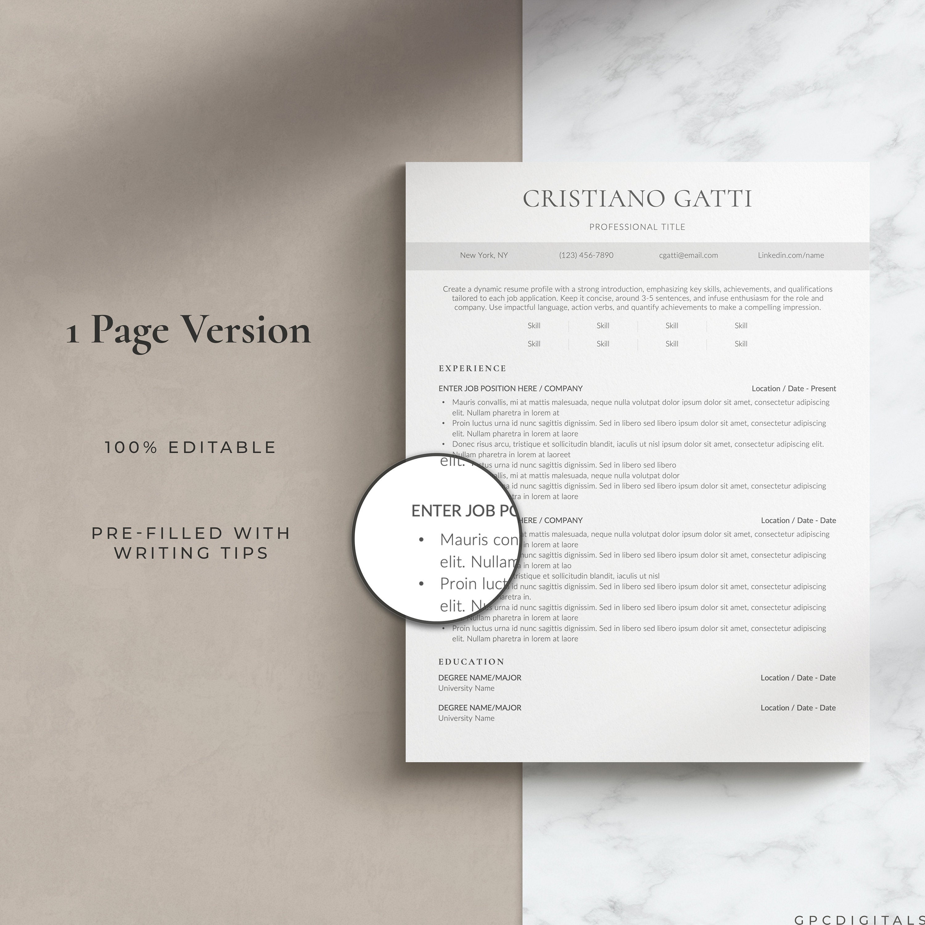 Resume Template Word Google Docs Apple Pages Resume - Etsy