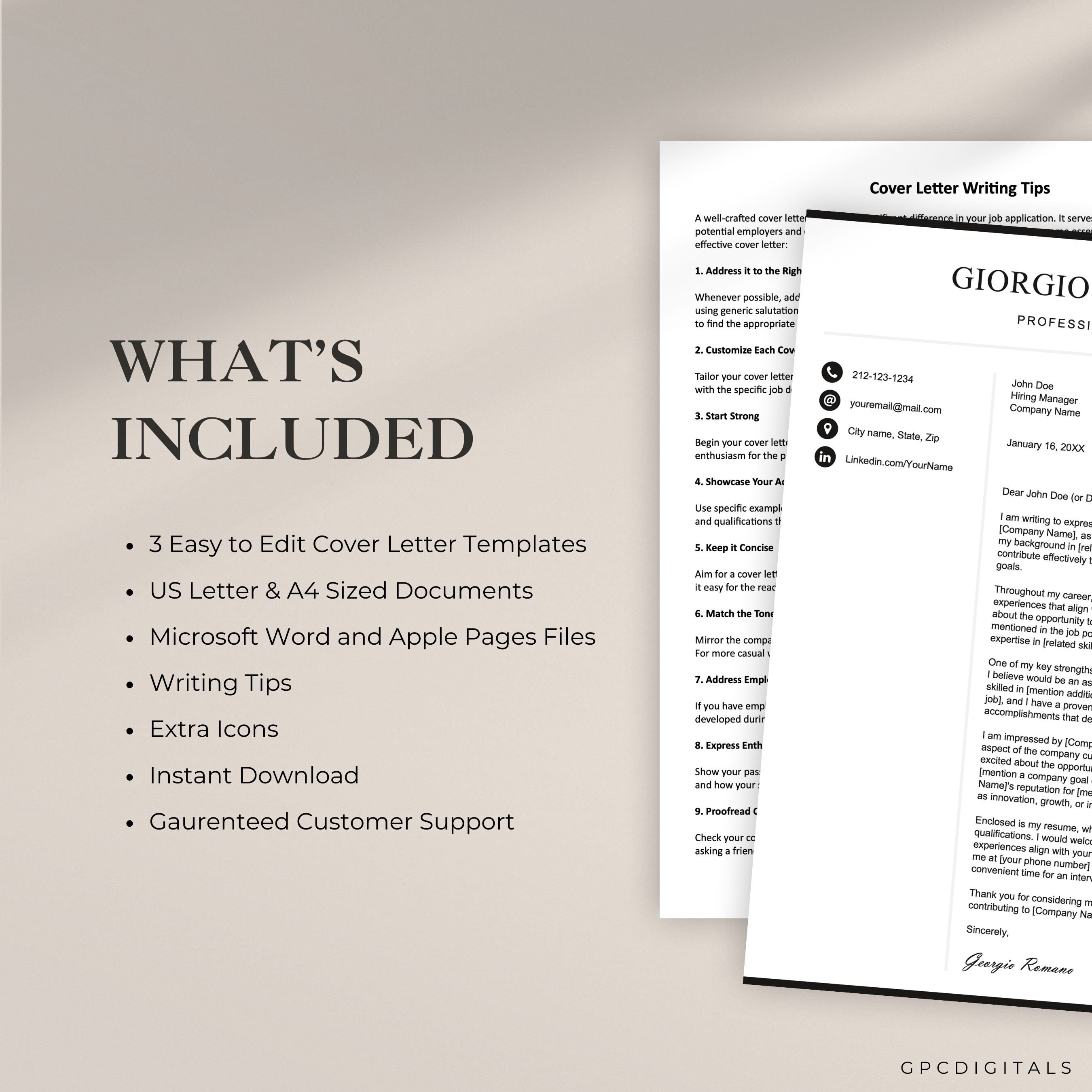 Professional Cover Letter Templates | Editable Resume Cover Letter ...
