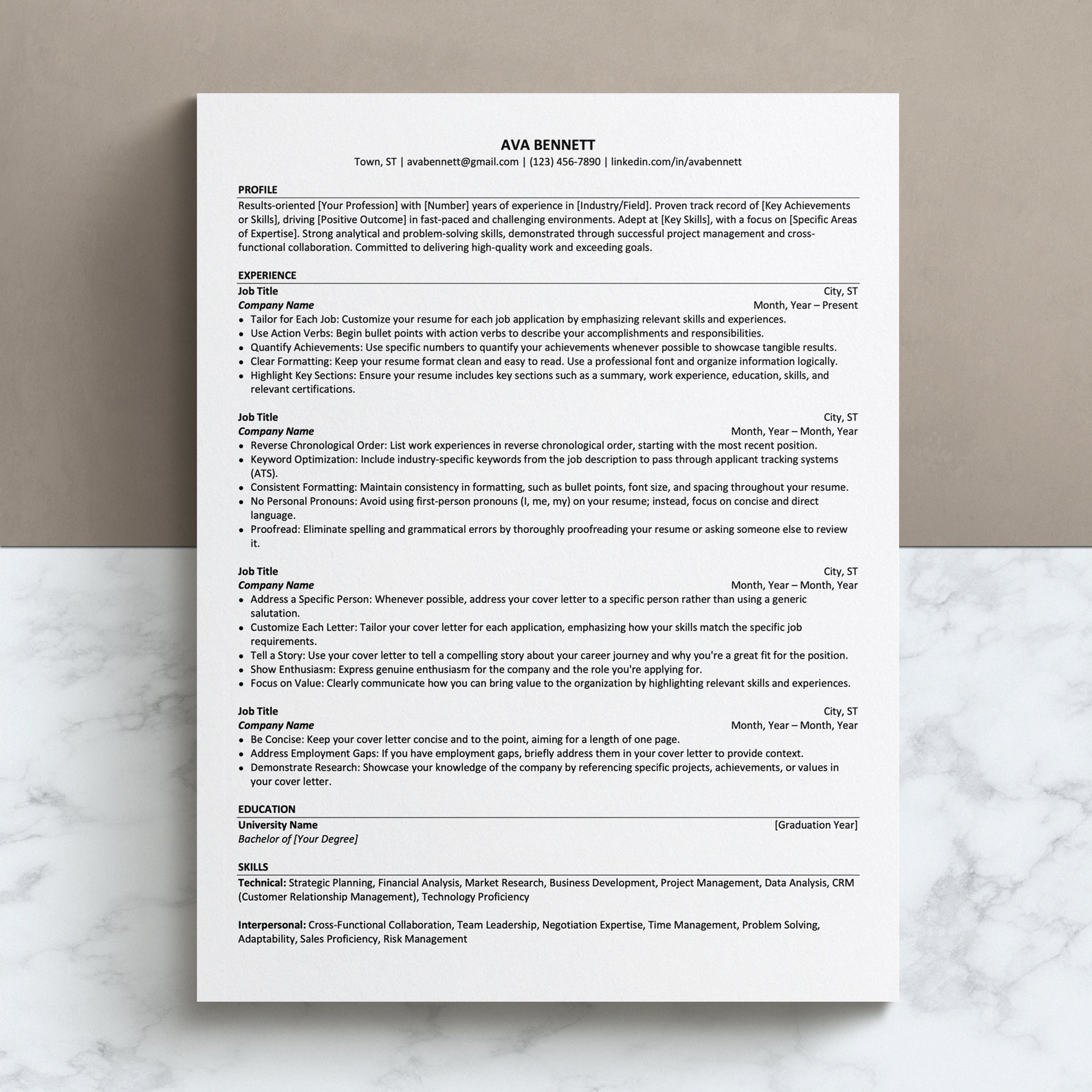ATS Friendly Resume Template for Google Docs, Word, Pages | ATS Resume ...