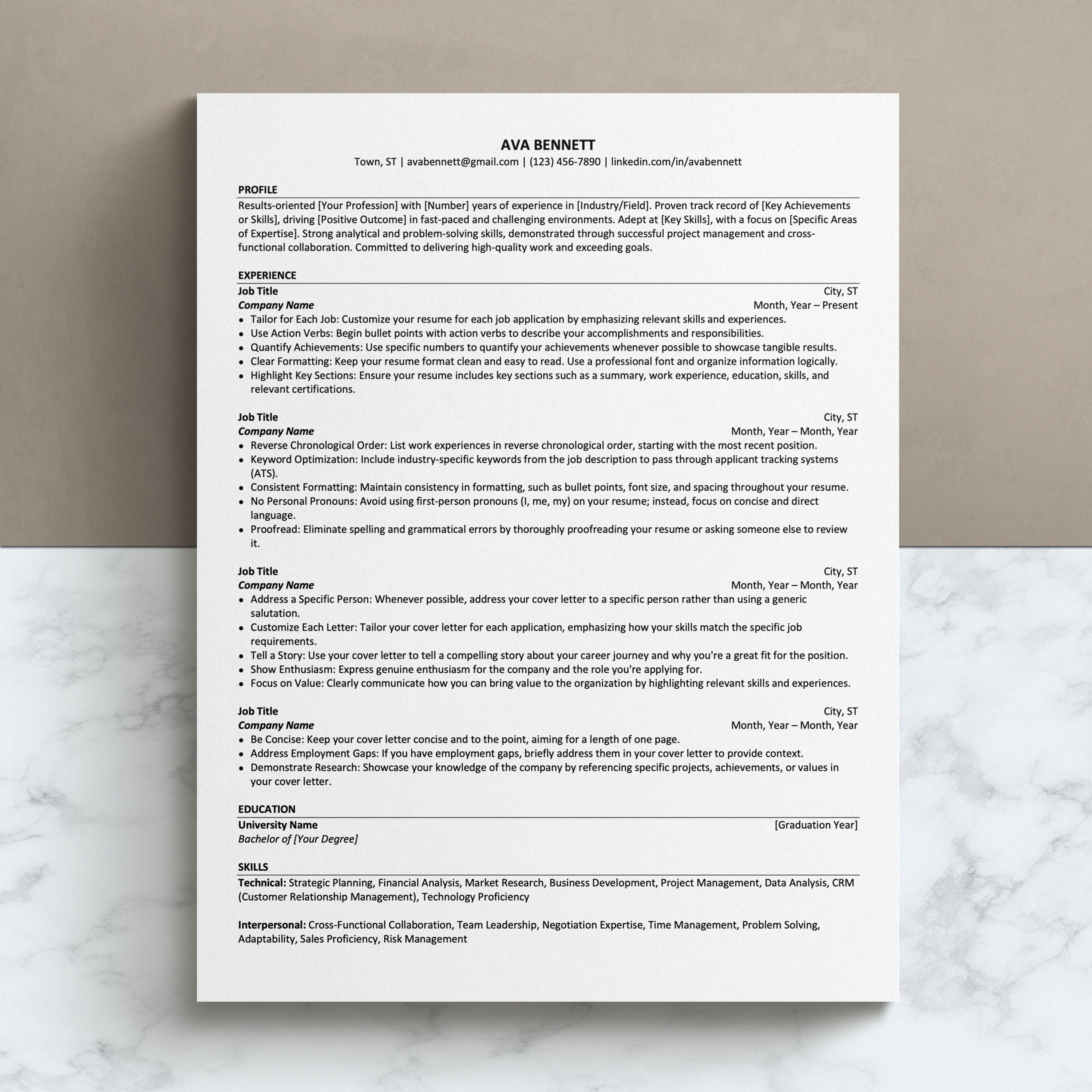 ATS Friendly Resume Template for Google Docs, Word, Pages | ATS Resume ...