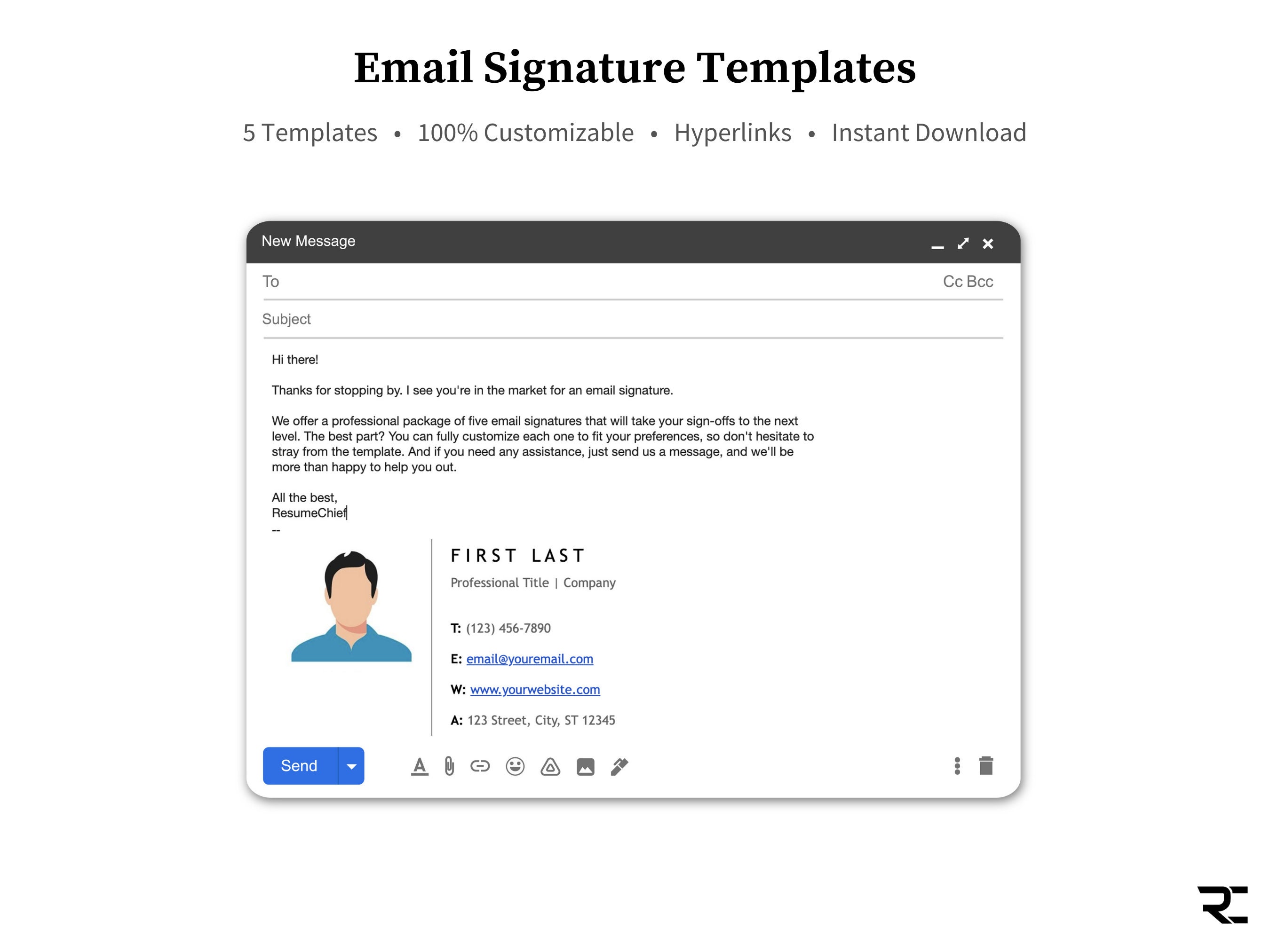 Email Signature Template Professional Email Gmail Outlook Email