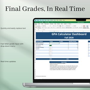 GPA Calculator | Grade Calculator | Excel | Calculator | Grade Tracker ...