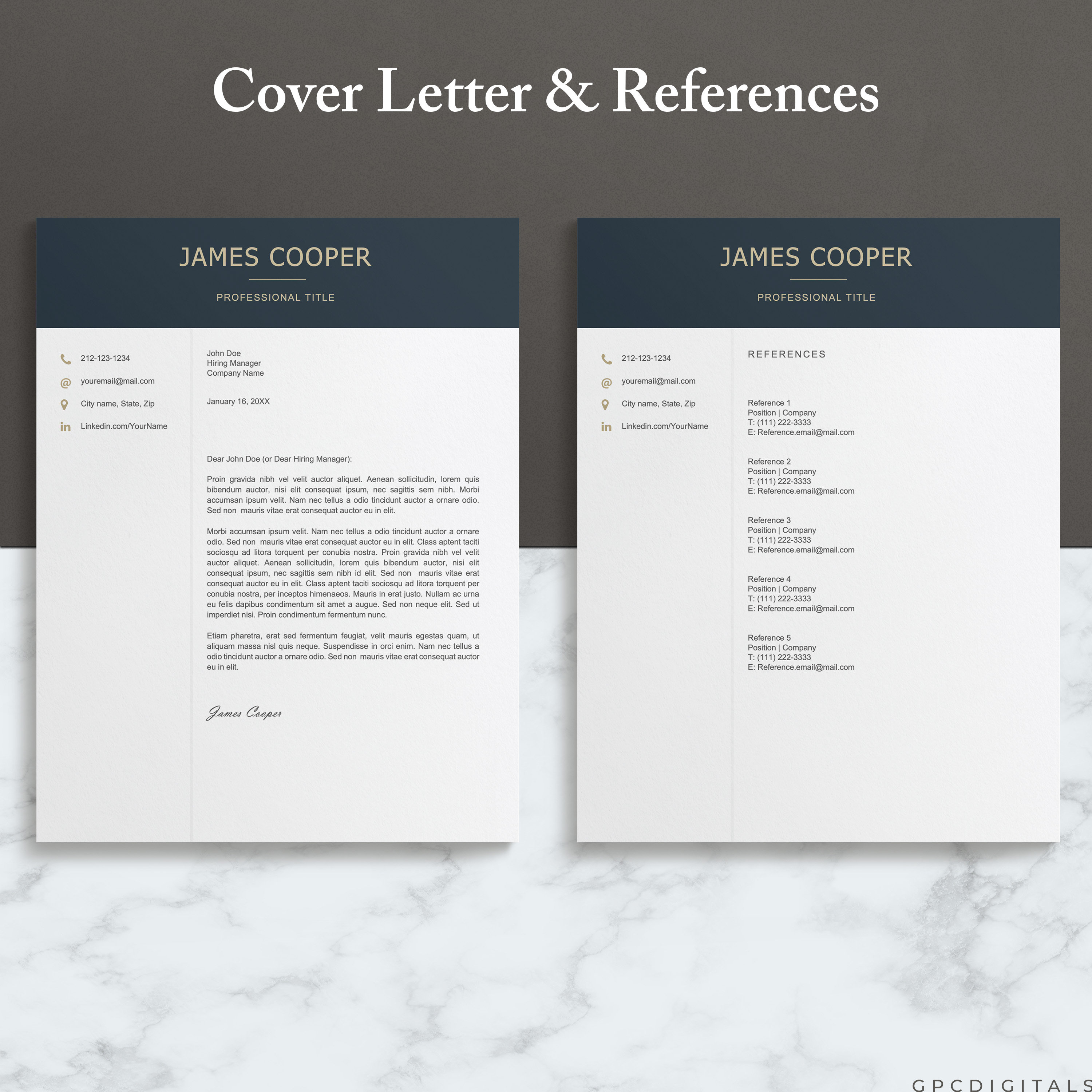 Professional Resume Template Word Resume Cover Letter - Etsy