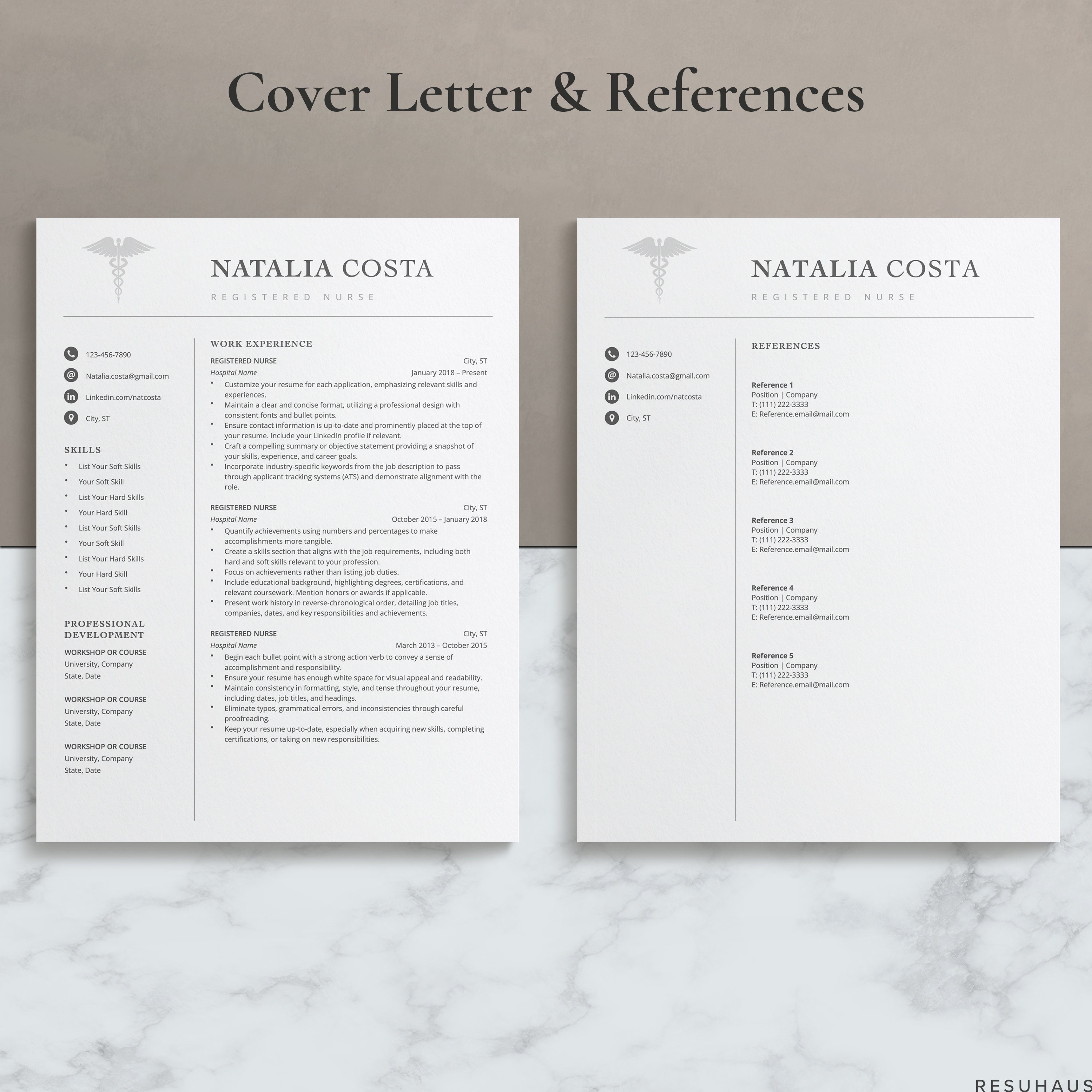Nurse Resume Template for Word, Google Docs, Pages, Registered Nurse ...