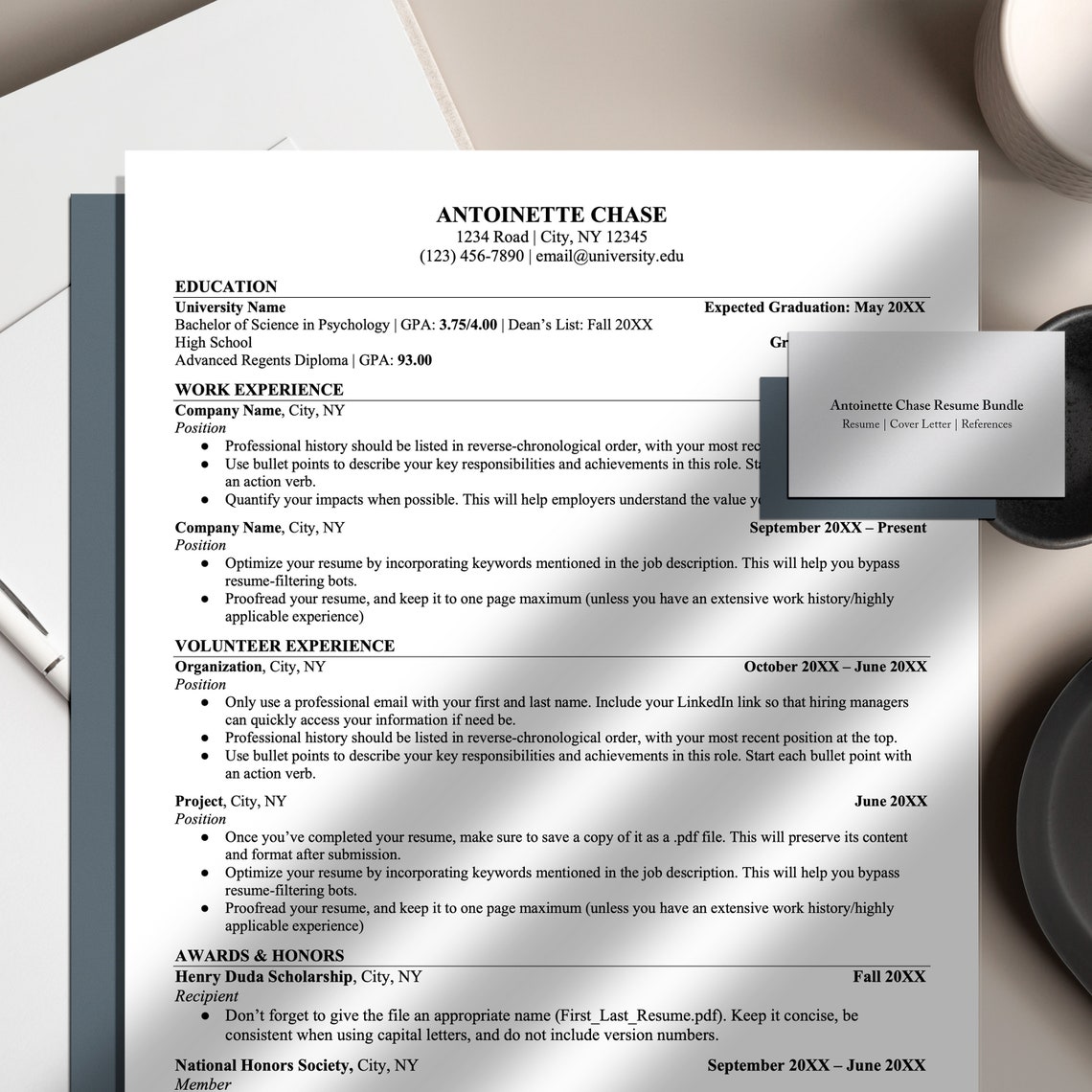 College Resume Academic Resume Resume Template - Etsy