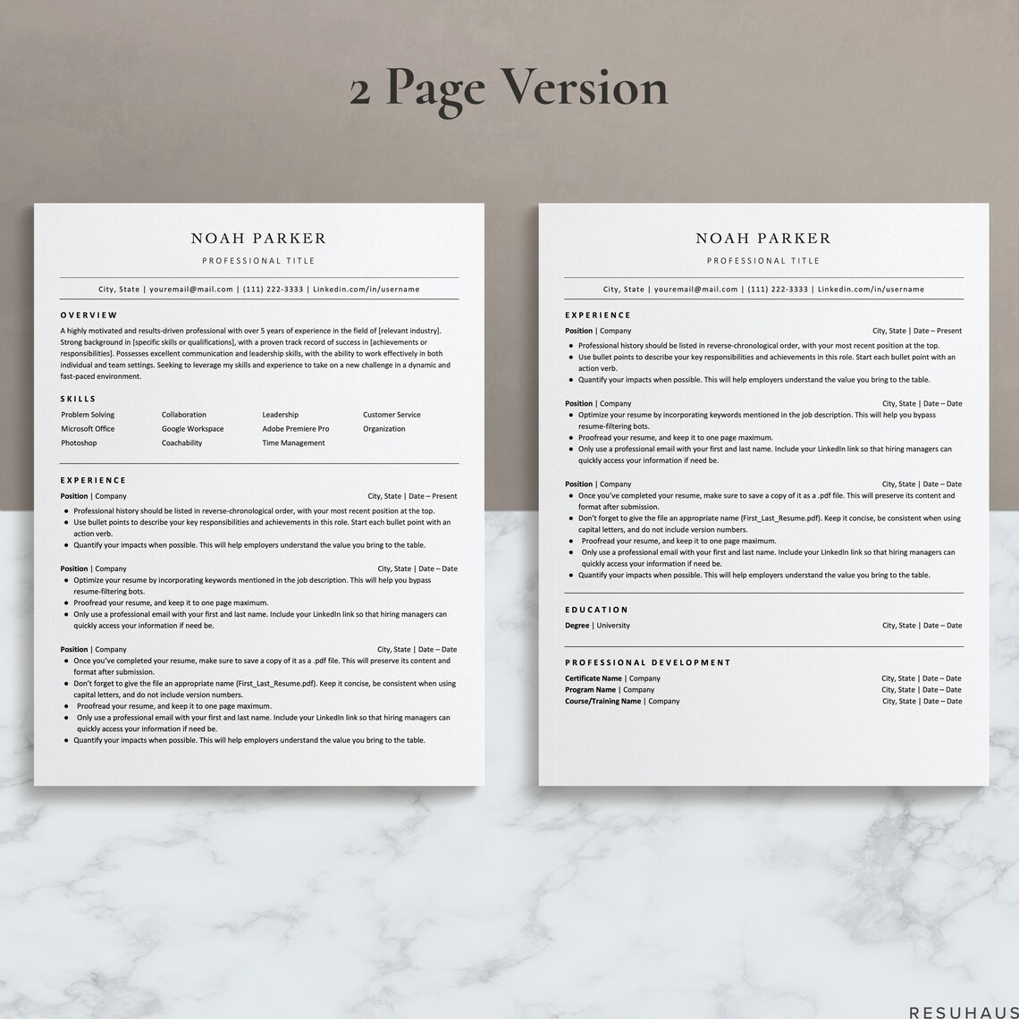 ATS Friendly Resume Template for Word, Google Docs, Pages | Resume 2023 ...