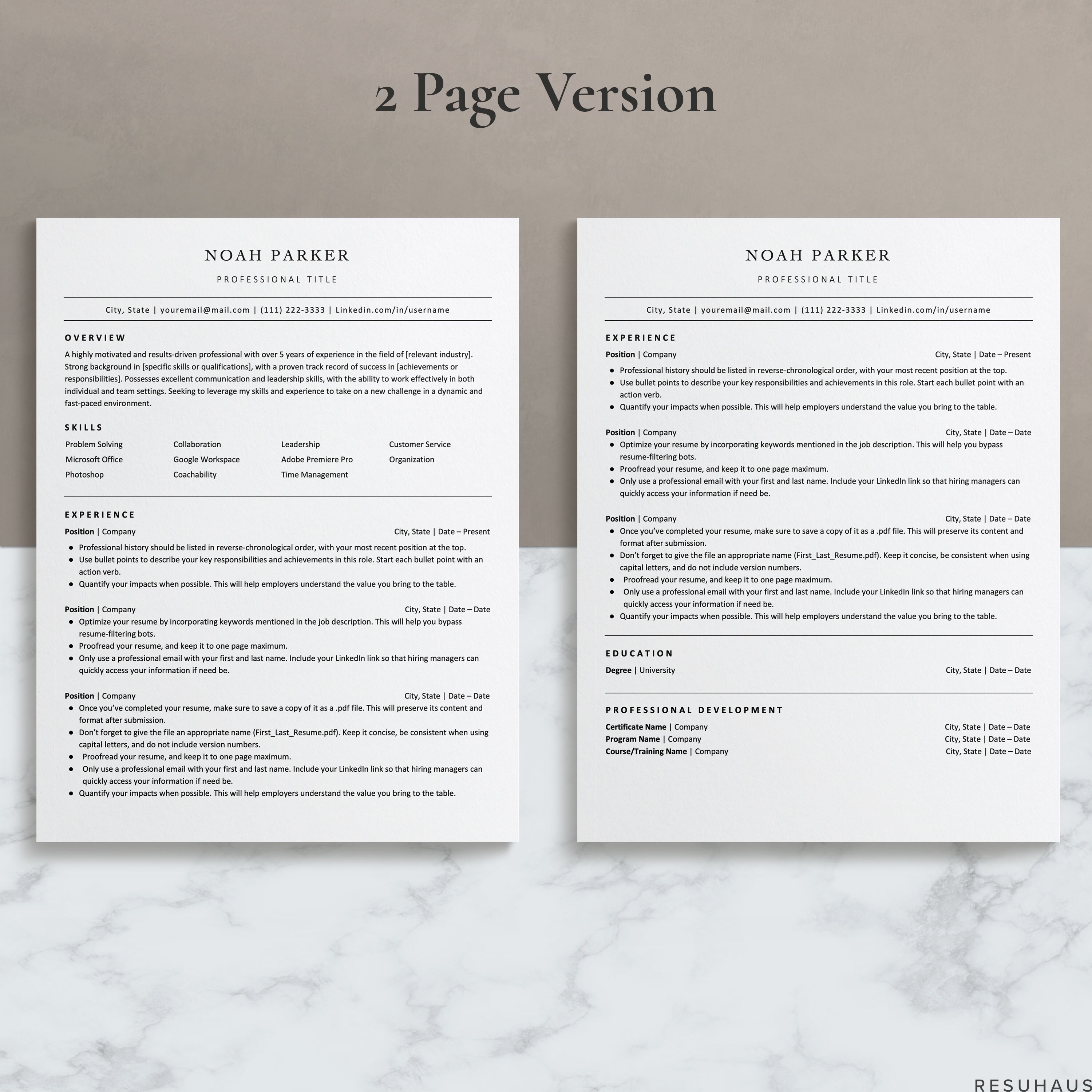 ATS Friendly Resume Template for Word, Google Docs, Pages | Resume 2023 ...