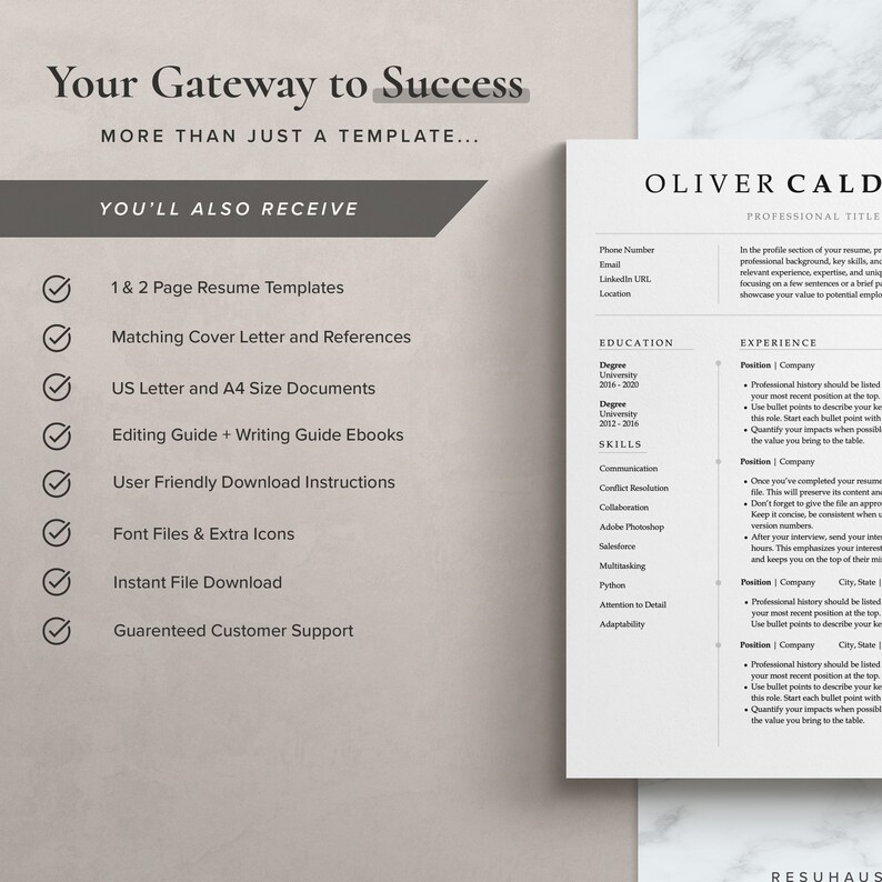 Executive Resume Template for Word Professional Resume CV Template ...