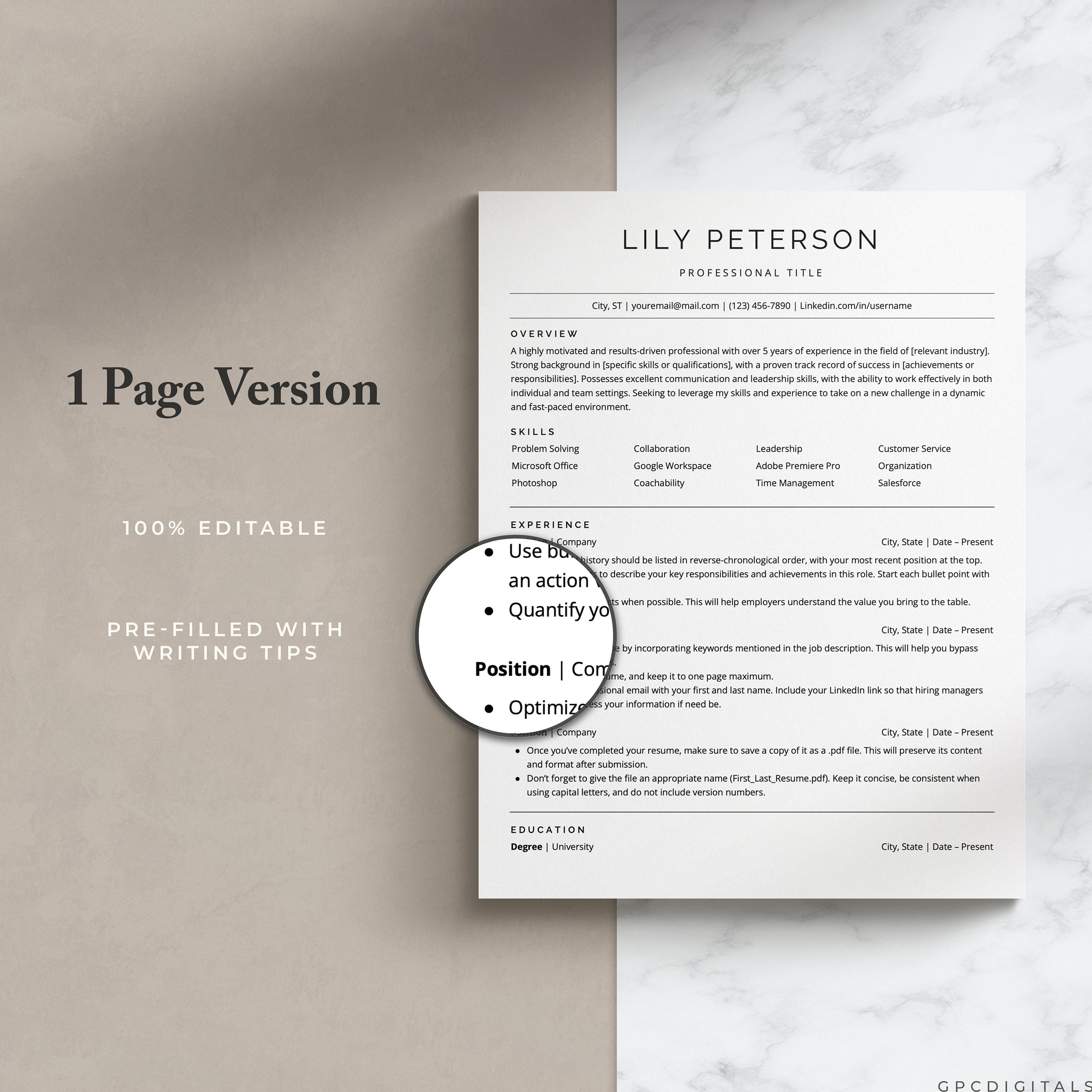 ATS Resume Template for Word Google Docs Apple Pages - Etsy