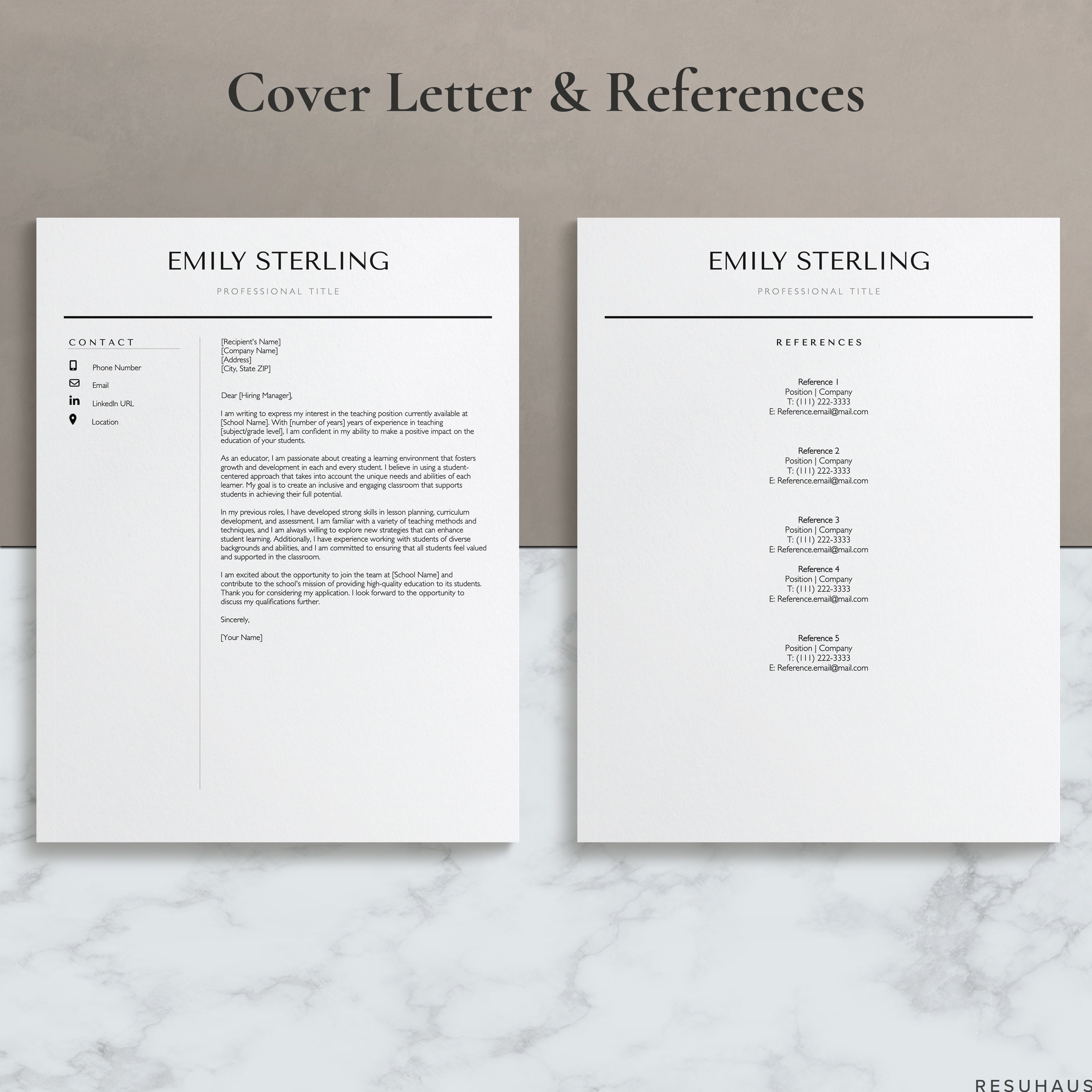 Teacher Resume Template for Word, Google Docs, Teacher Resume and Cover ...