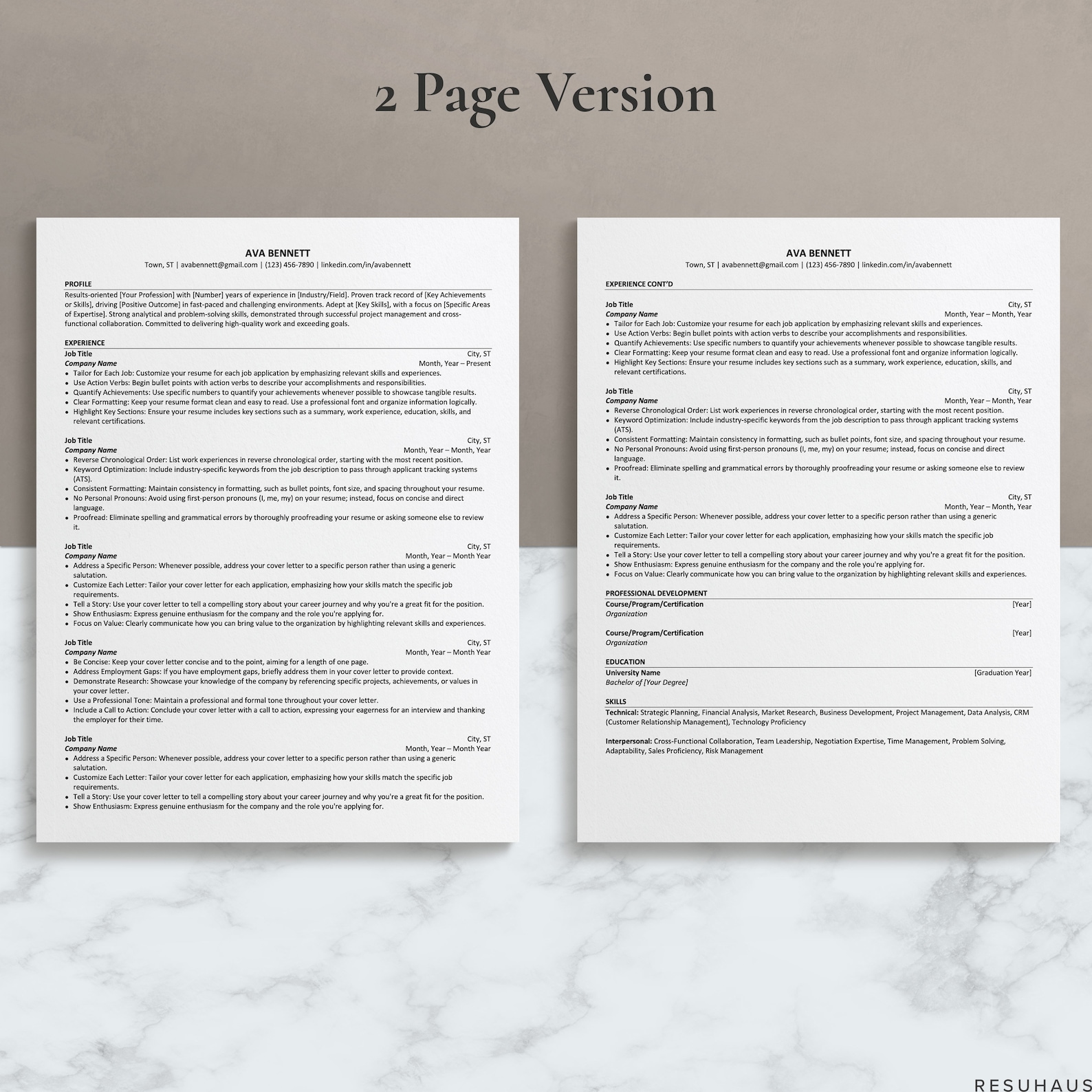 ATS Friendly Resume Template for Google Docs, Word, Pages | ATS Resume ...