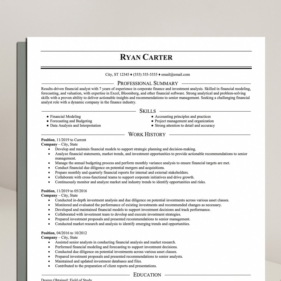 ATS Friendly Resume Template Traditional Resume Template CV Template ...