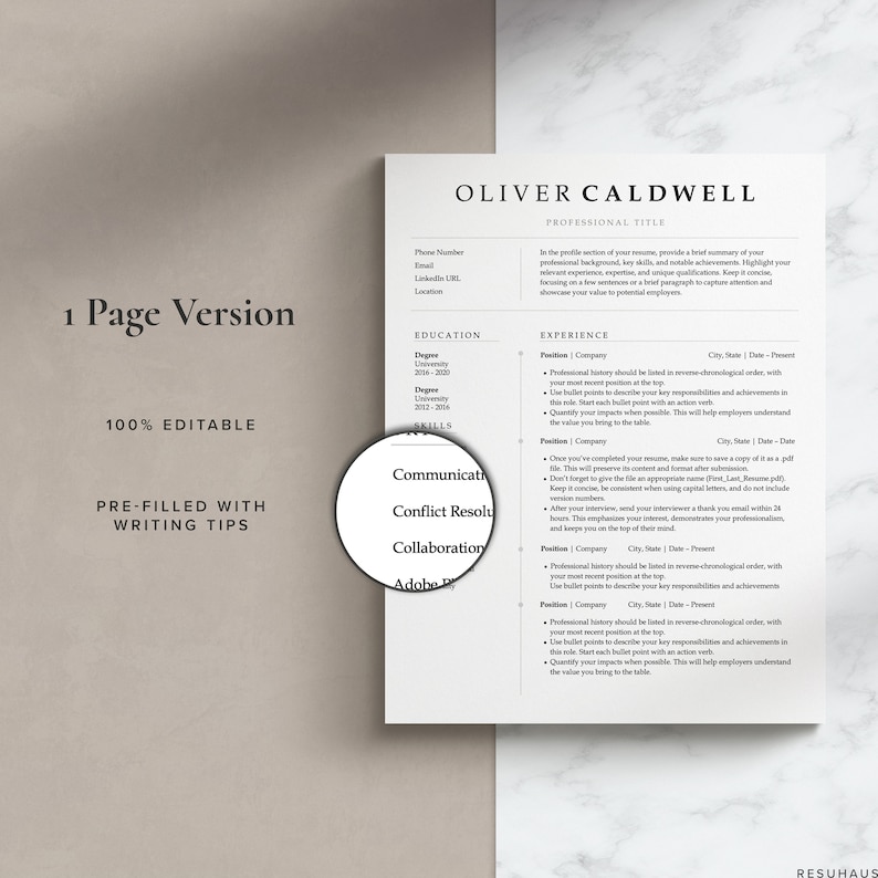 Executive Resume Template for Word Professional Resume CV Template ...