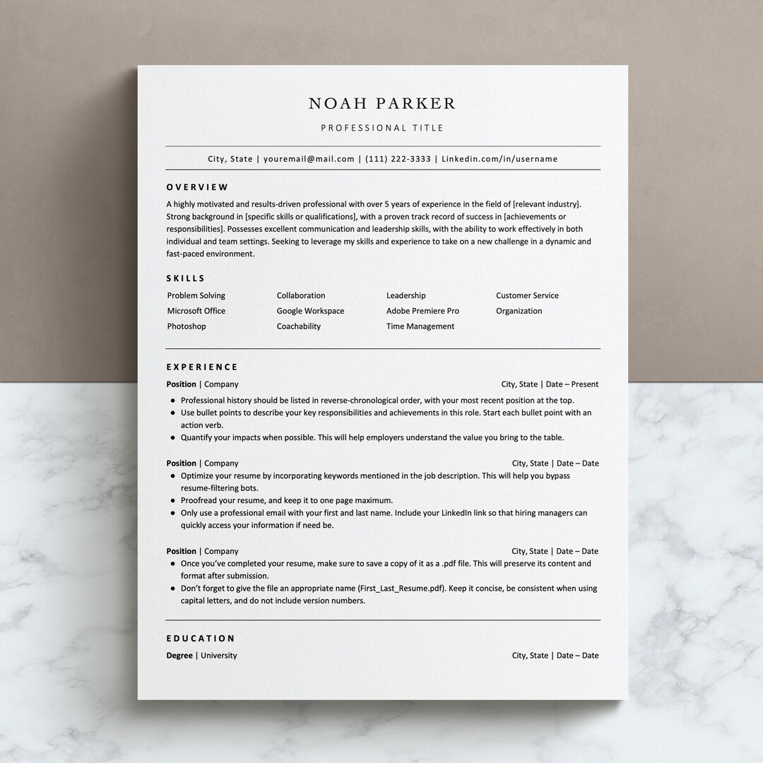 ATS Friendly Resume Template for Word, Google Docs, Pages | Resume 2023 ...