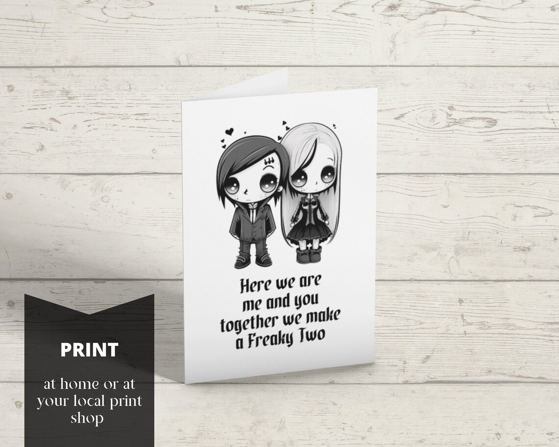 Printable Gothic Valentines Day Card Digital Dark Gothic - Etsy