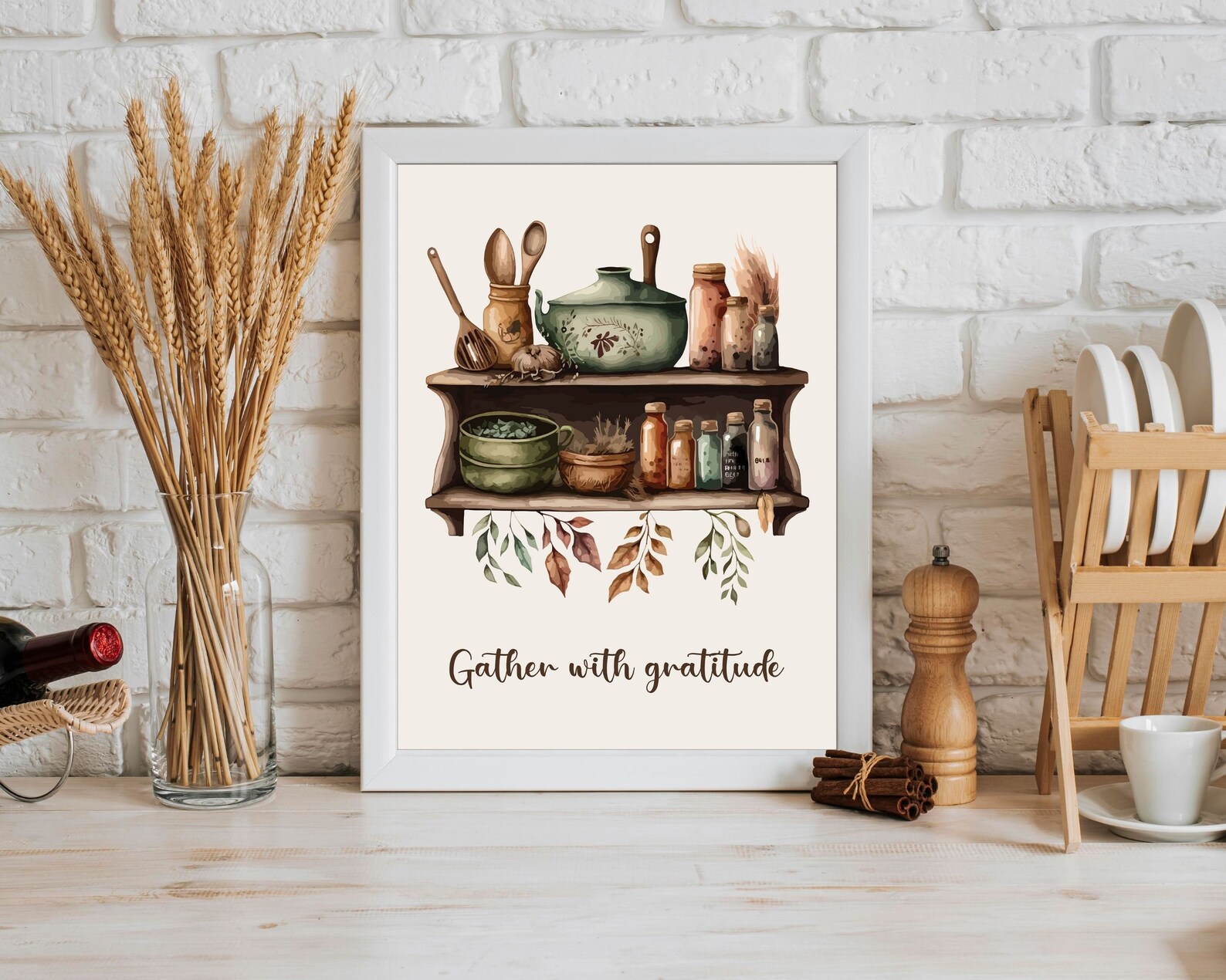 Printable Rustic Farmhouse Kitchen Wall Art - Vintage Cottagecore Decor ...