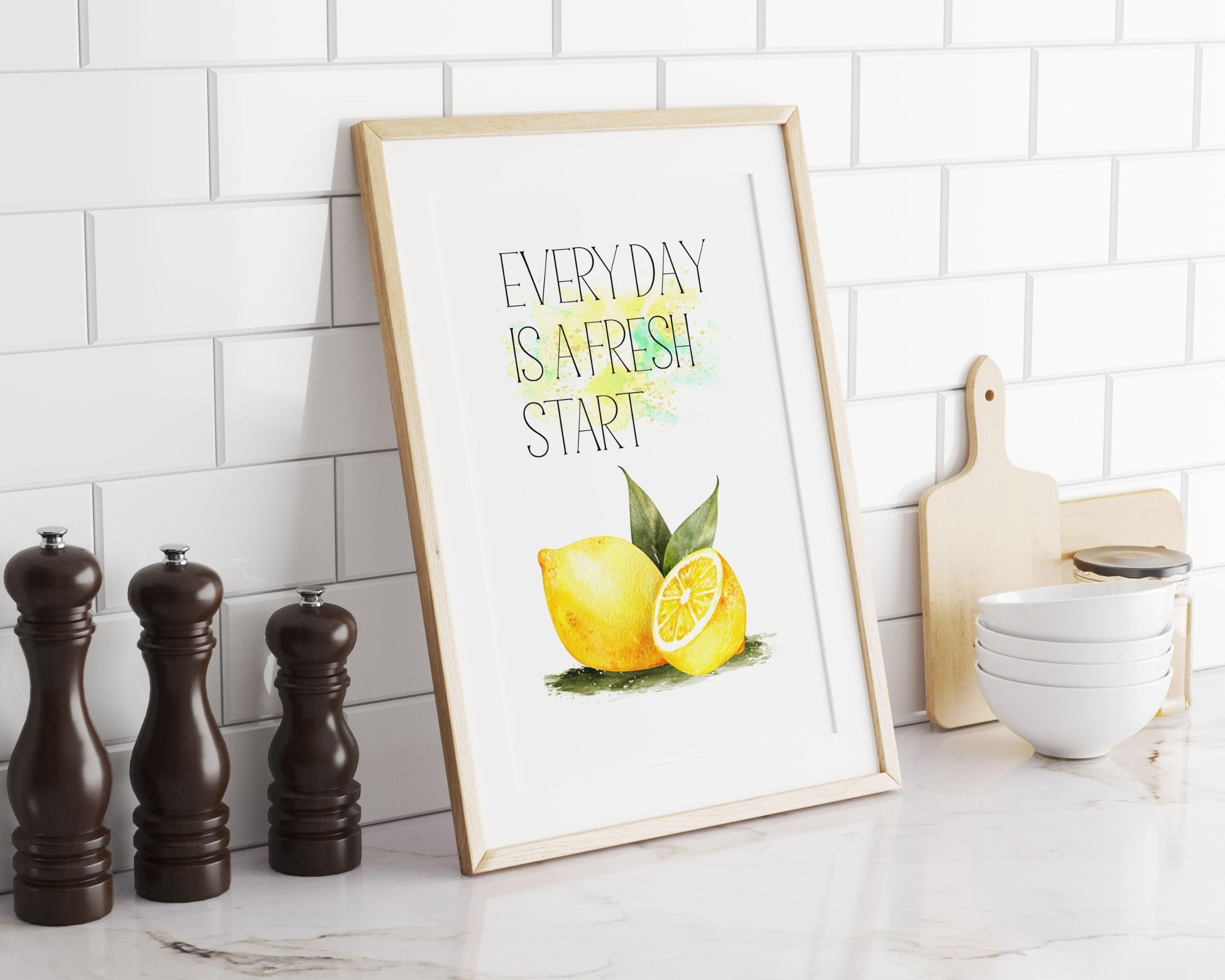 Printable Lemon Watercolor Wall Art Print | Yellow Lemon Poster Prints ...