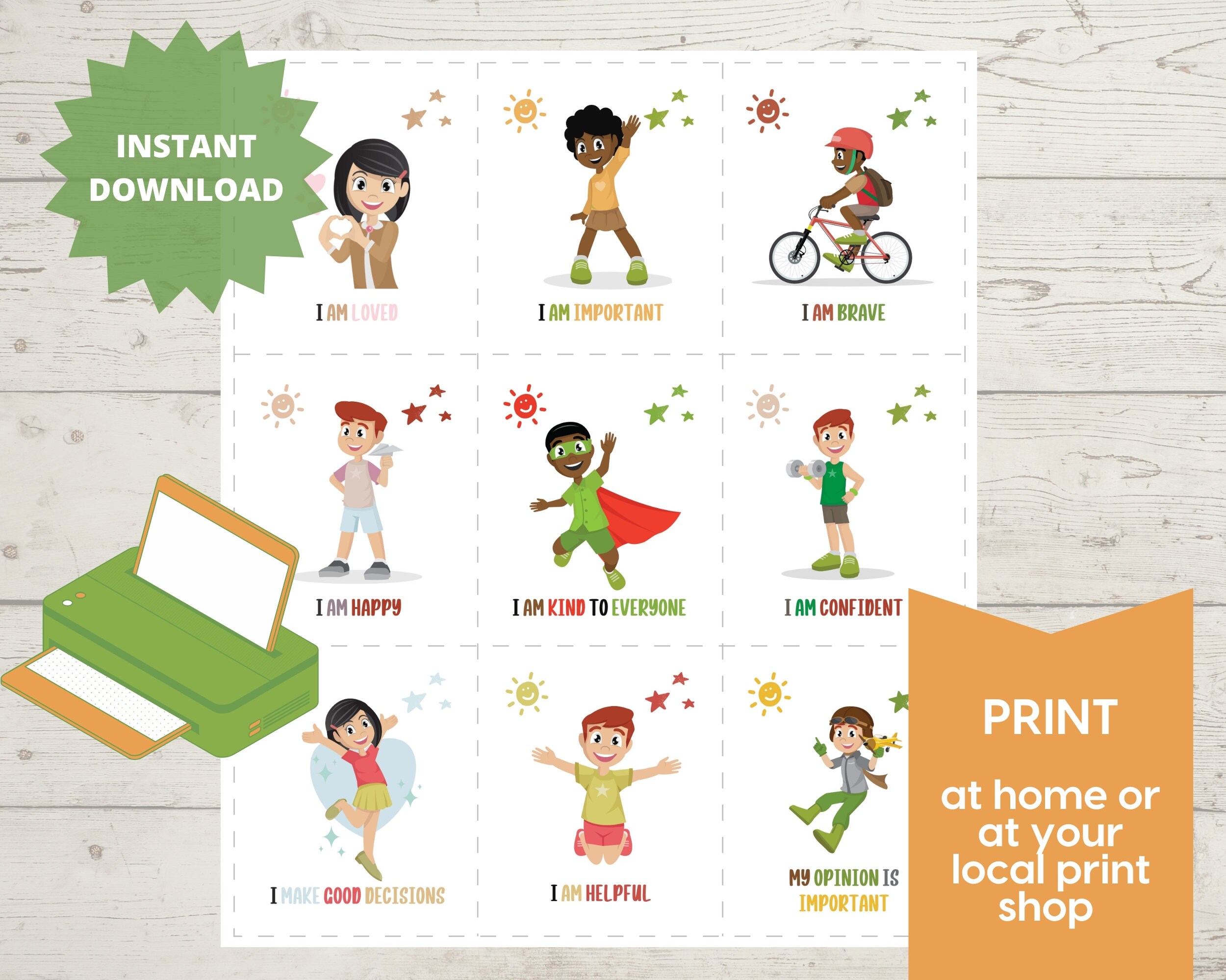 Printable Positive Affirmation Cards for Kids INSTANT - Etsy