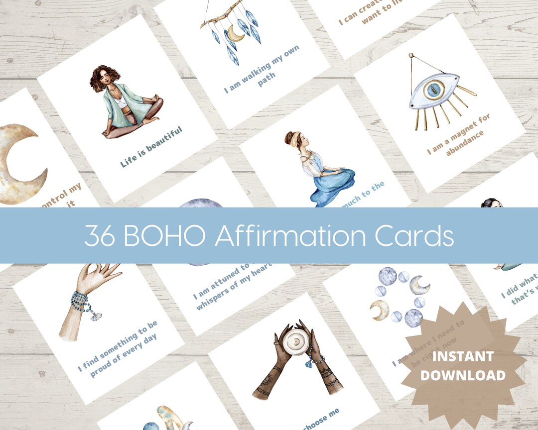 Printable Boho Affirmation Cards | Positive Inspiration Cards for ...
