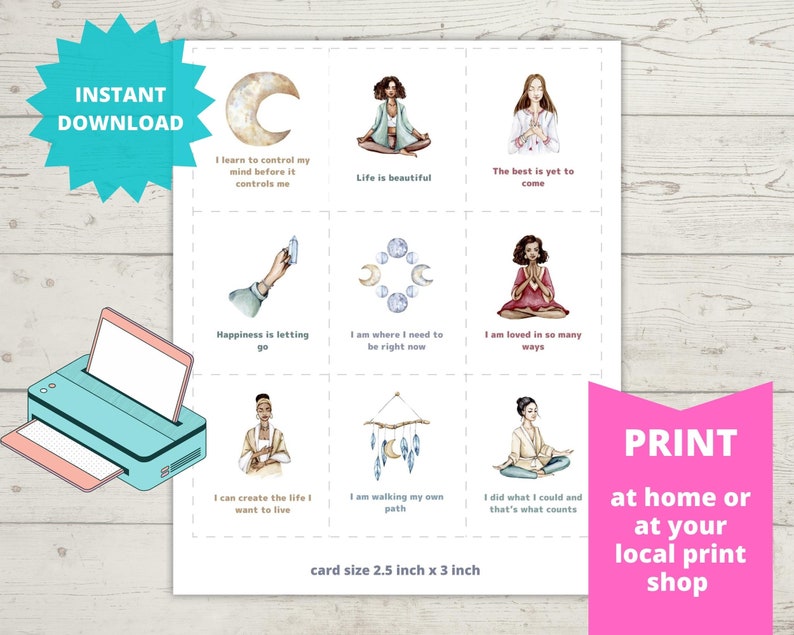 Printable Boho Affirmation Cards Positive Inspiration Cards - Etsy