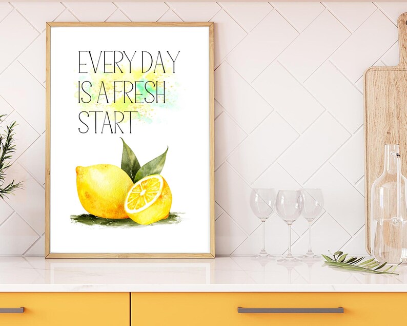 Printable Lemon Watercolor Wall Art Print | Yellow Lemon Poster Prints ...